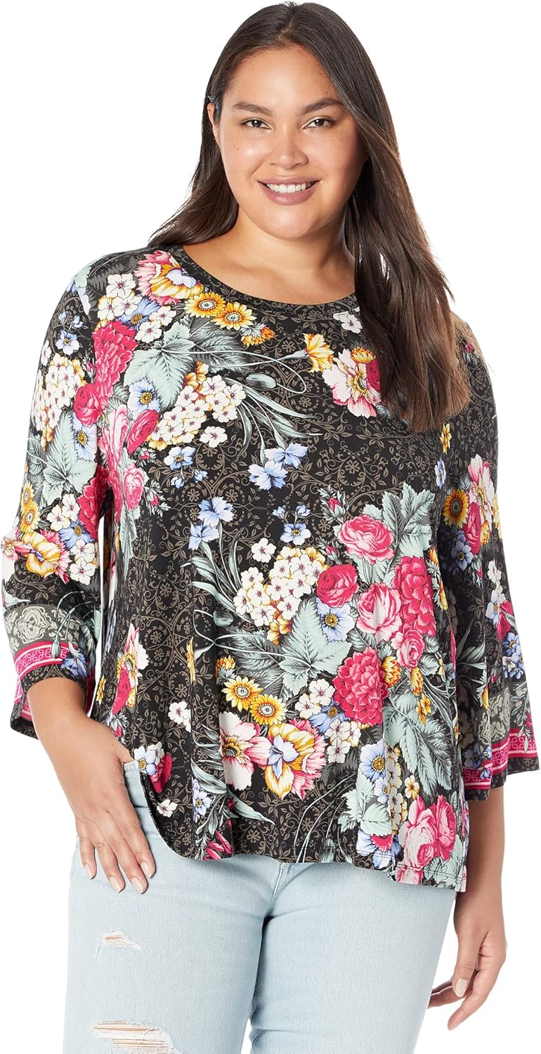 Johnny Was Plus Size Onyx Sistine Bell Sleeve Top Multi 2X at Amazon ...