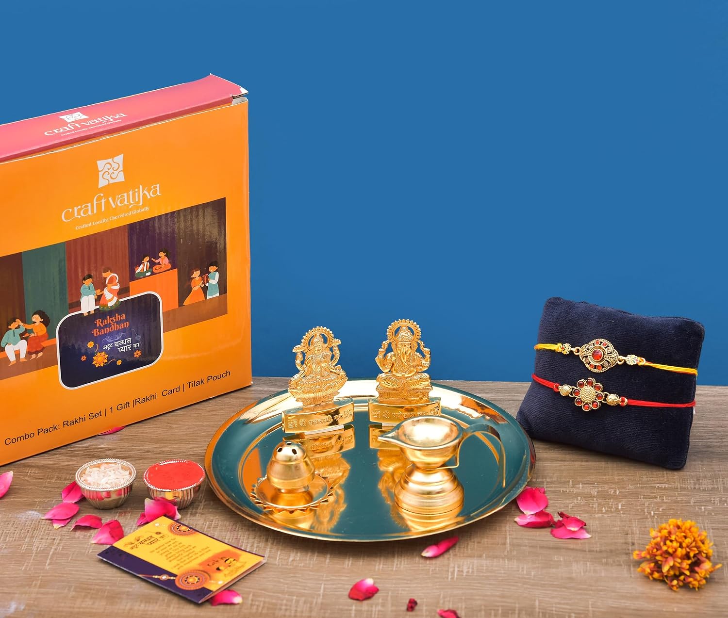 Collectible India Rakhi for Brother with Puja Pooja Thali Gifts Combo ...