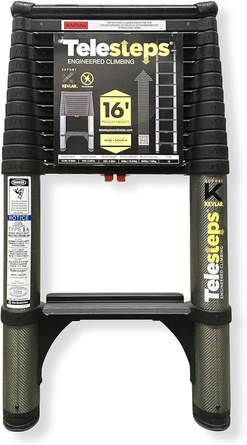 Telesteps 12.5 ft Kevlar® Telescoping Extension Ladder – Non-Conductive ...