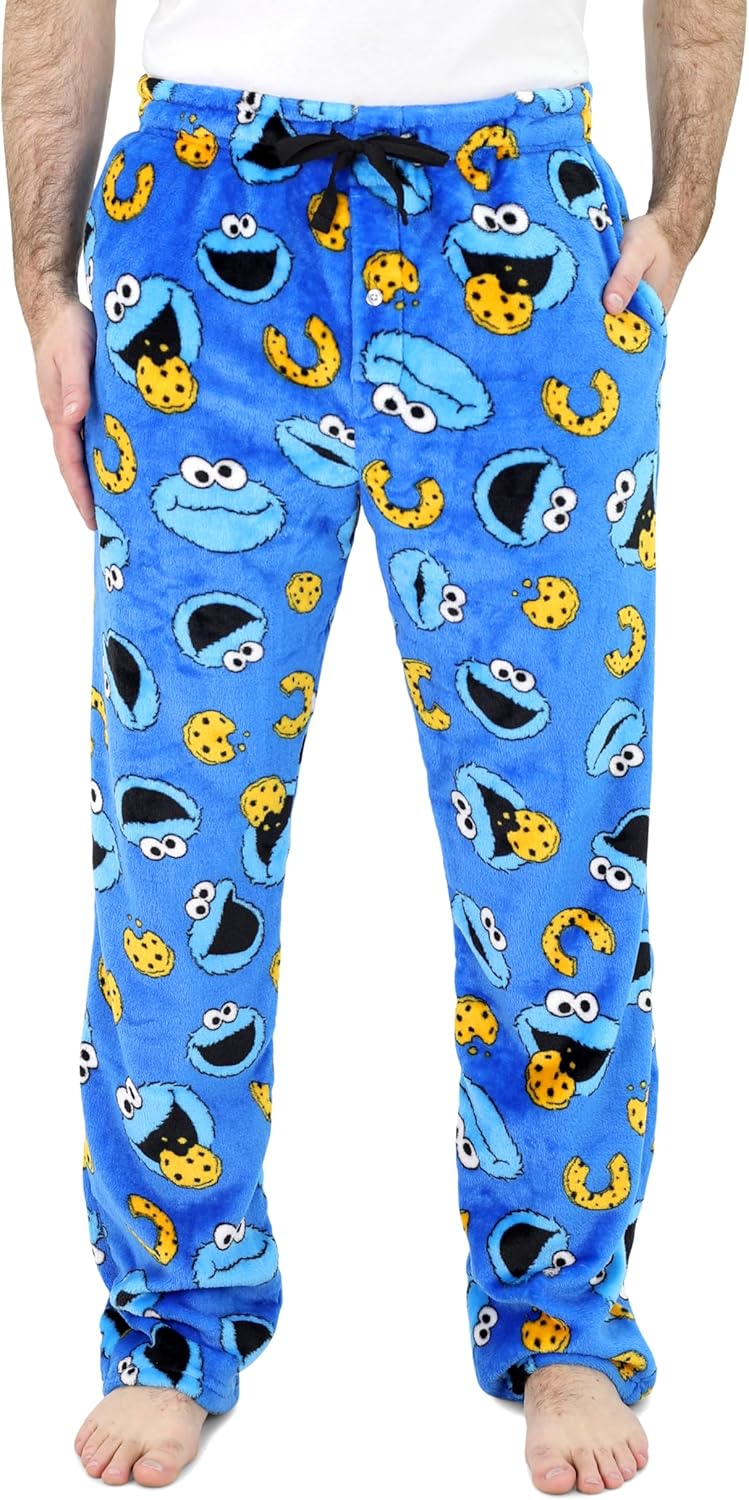 Brandclub - Sesame Street Adult Cookie Monster Pajama Pants, Fuzzy ...