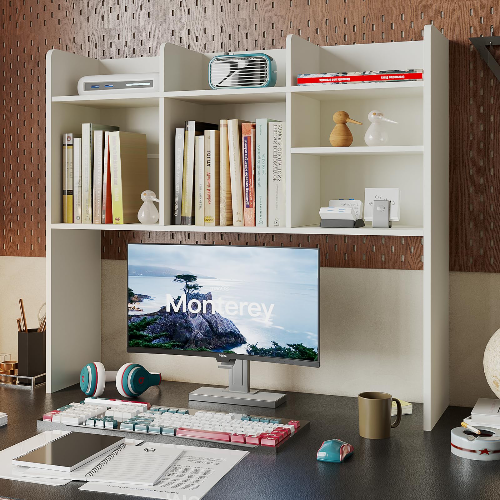 Amazon.com: ChooChoo Desktop Bookshelf, Wood Desk Hutch Organizer with ...