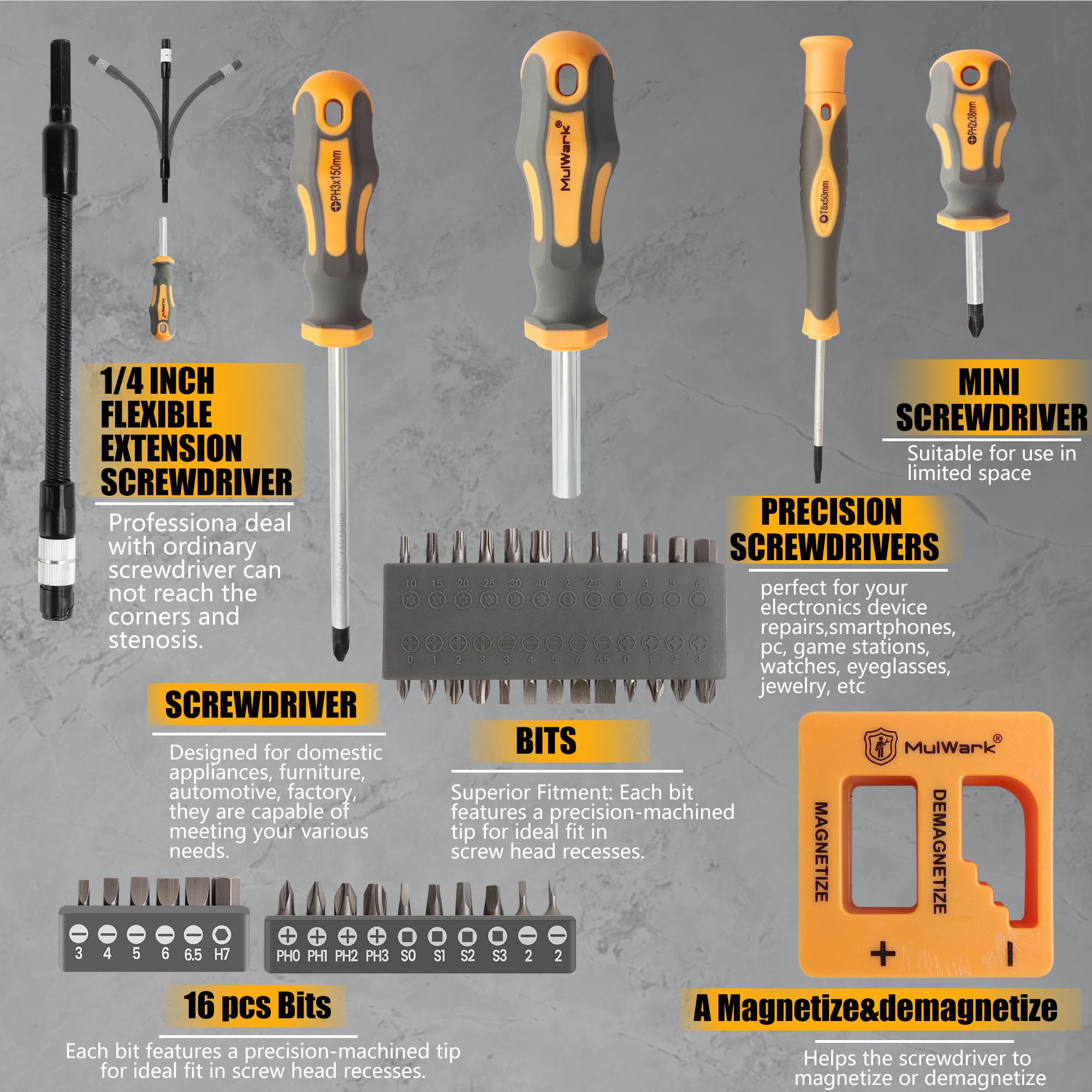 Snapklik.com : MulWark Magnetic Screwdriver Set