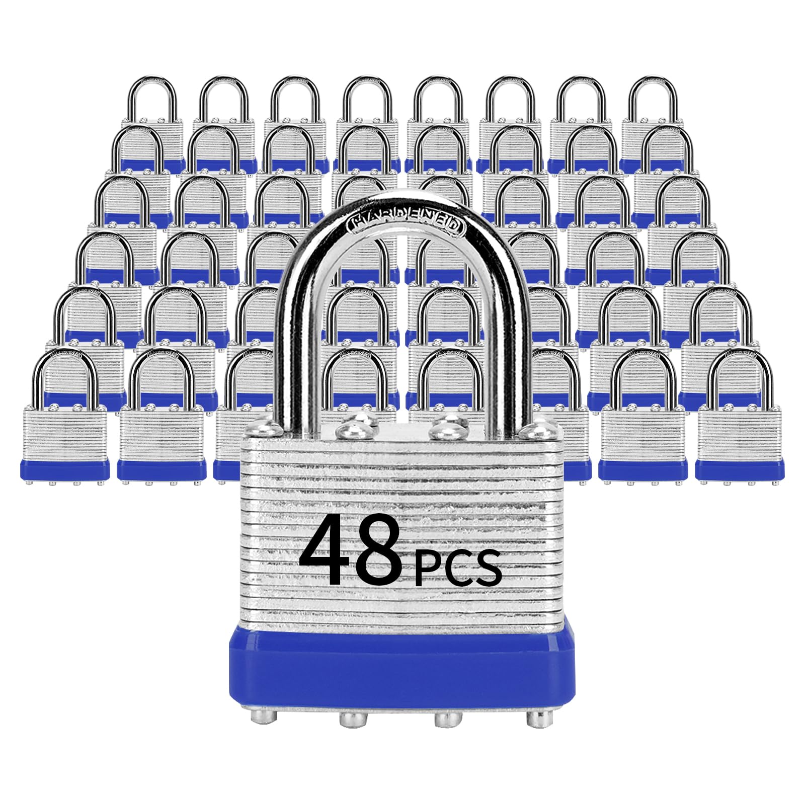 Padlocks with Same Key, LQYN 48 Pcs Laminated Keyed Padlock (1-9/16 ...