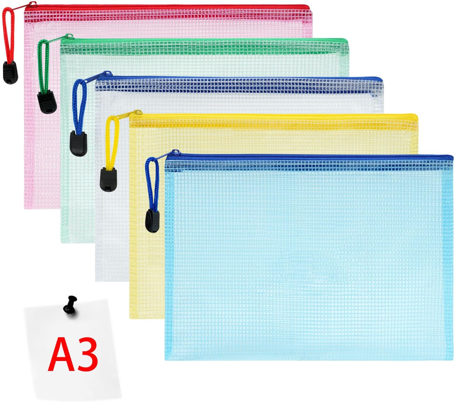 Vicloon Dokumententasche A3, 5 Stücke Zip Tasche, bunte wasserdichte ...