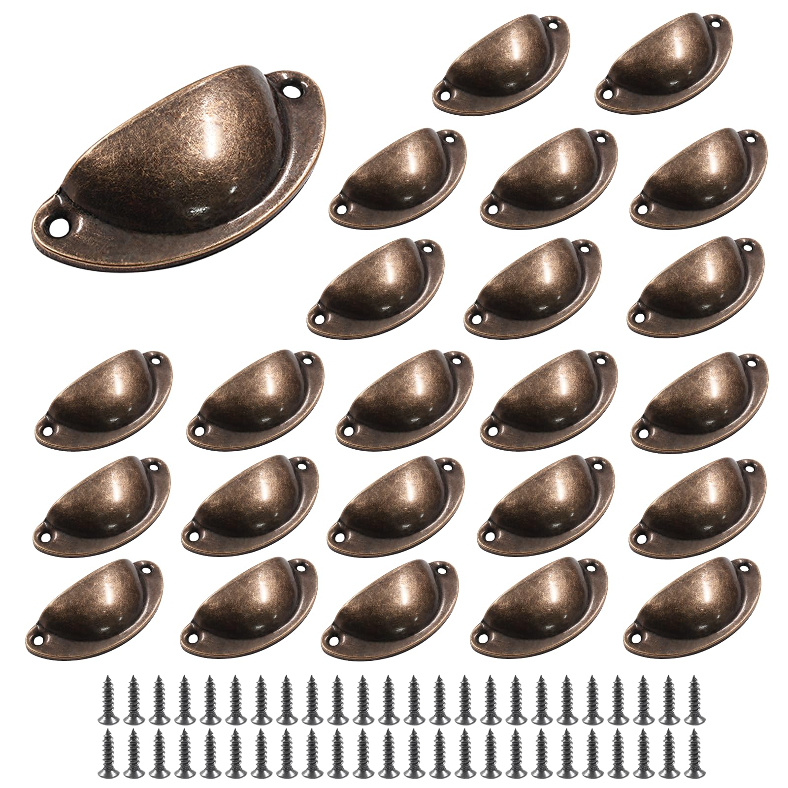 suiwotin 24pcs Antique Cup Drawer Pulls, Red Bronze Bin Cup Pulls Knobs ...