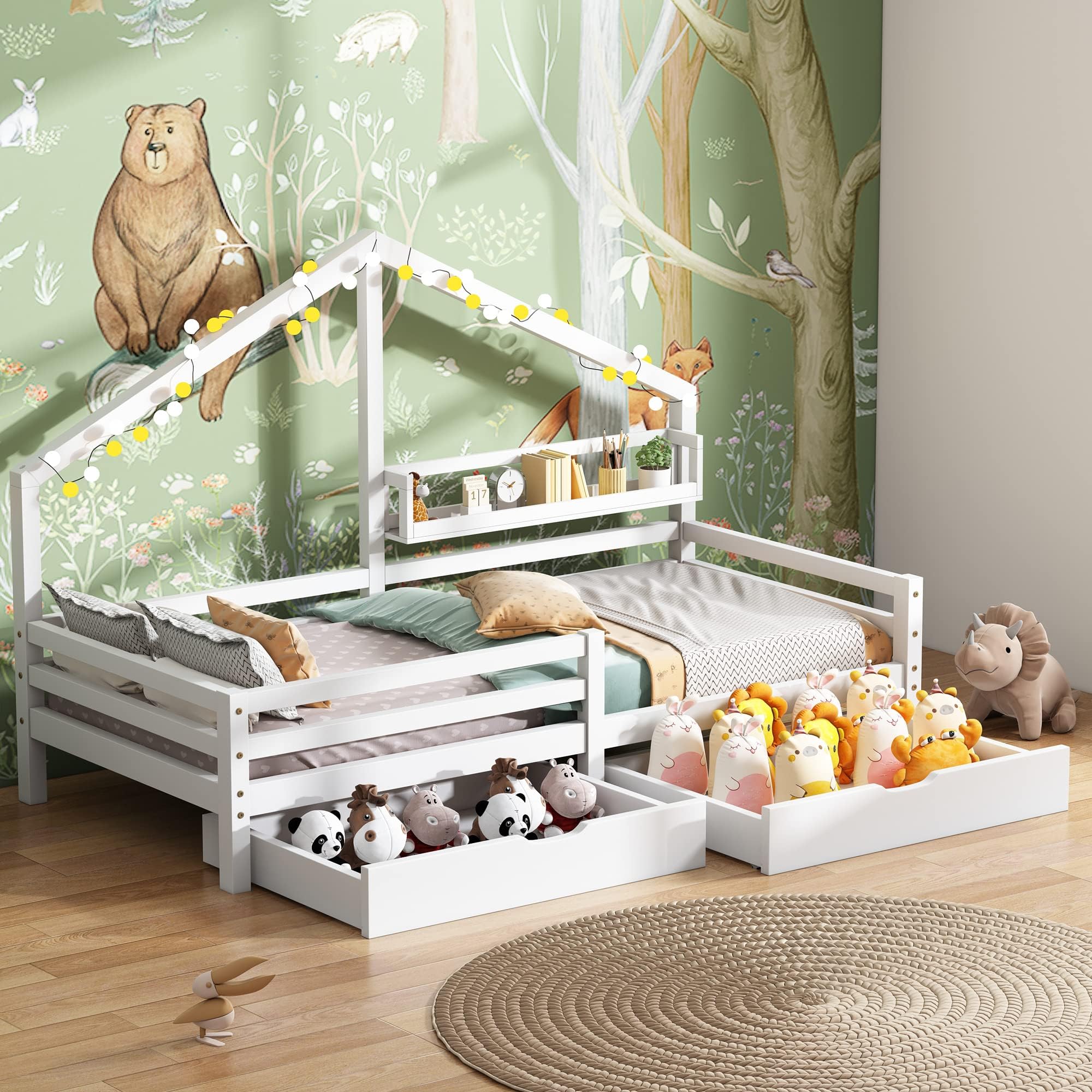 Juskys Kinderbett Marli 90 x 200 cm mit Bettkasten 2-teilig ...