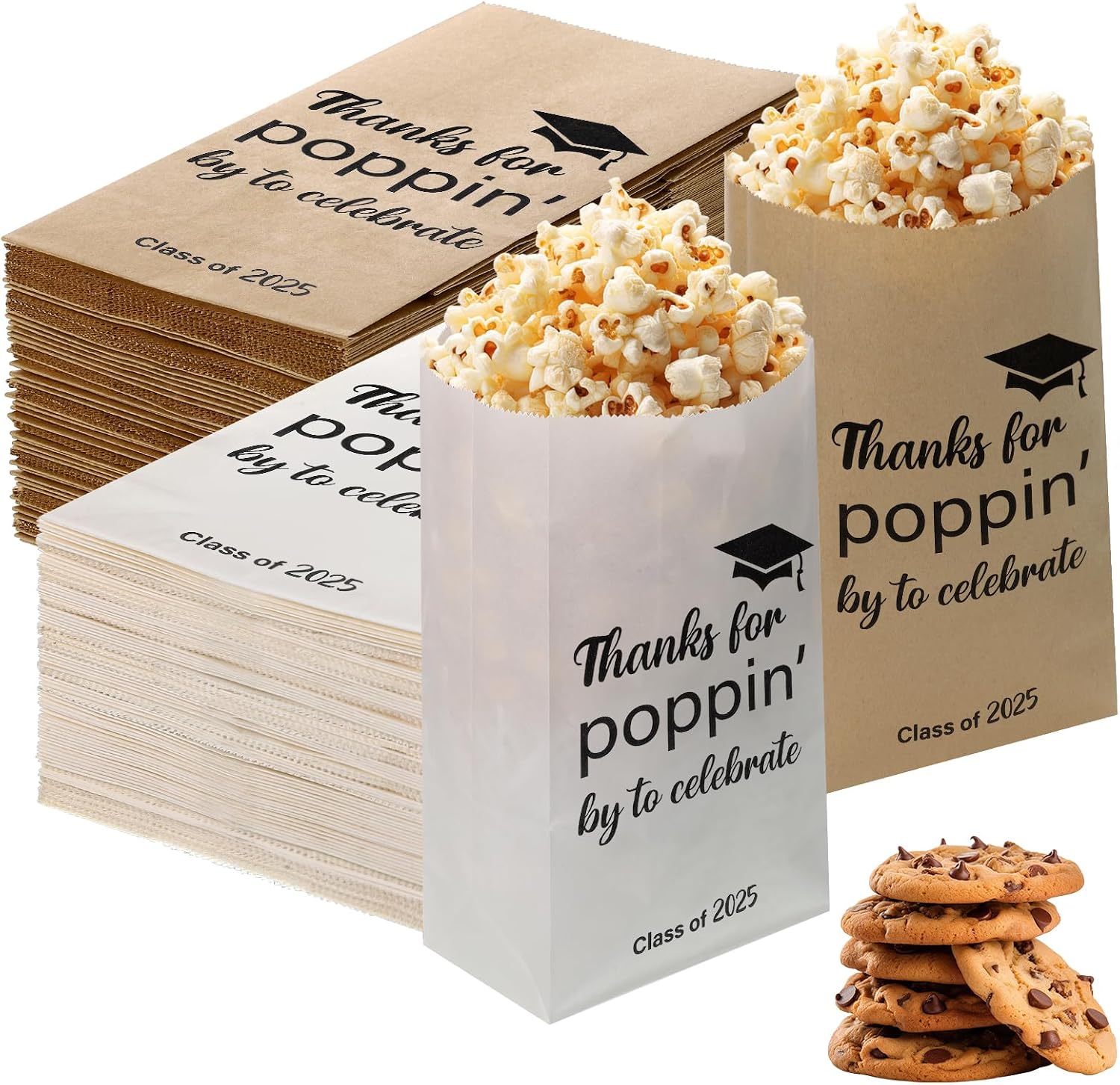 Amazon.com: 200 Pcs Class of 2025 Graduation Party Popcorn Bags Thanks ...