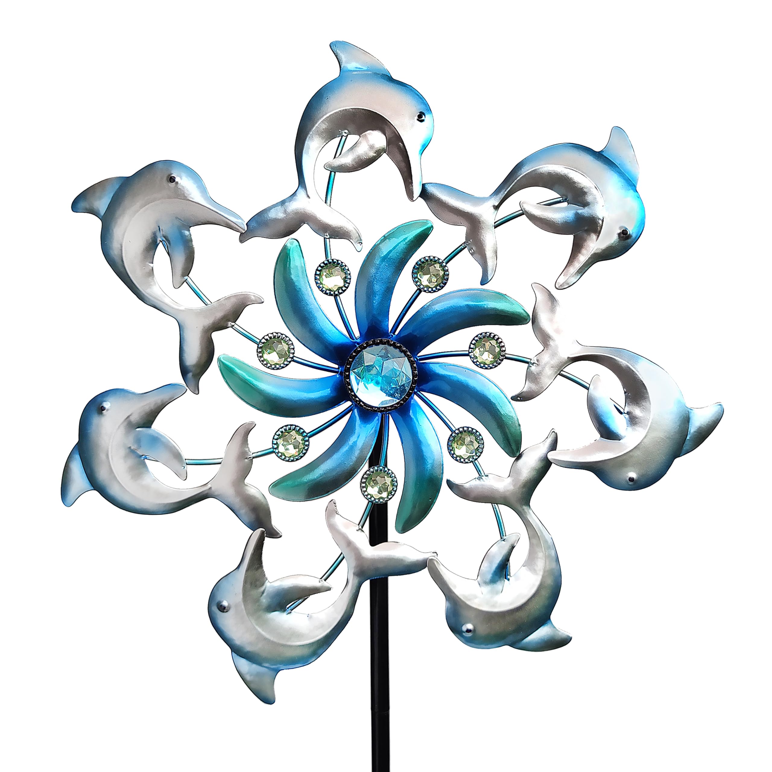 Amazon.com: COOZZYHOUR 39" Dolphin Wind Spinners Metal Windmill Garden ...