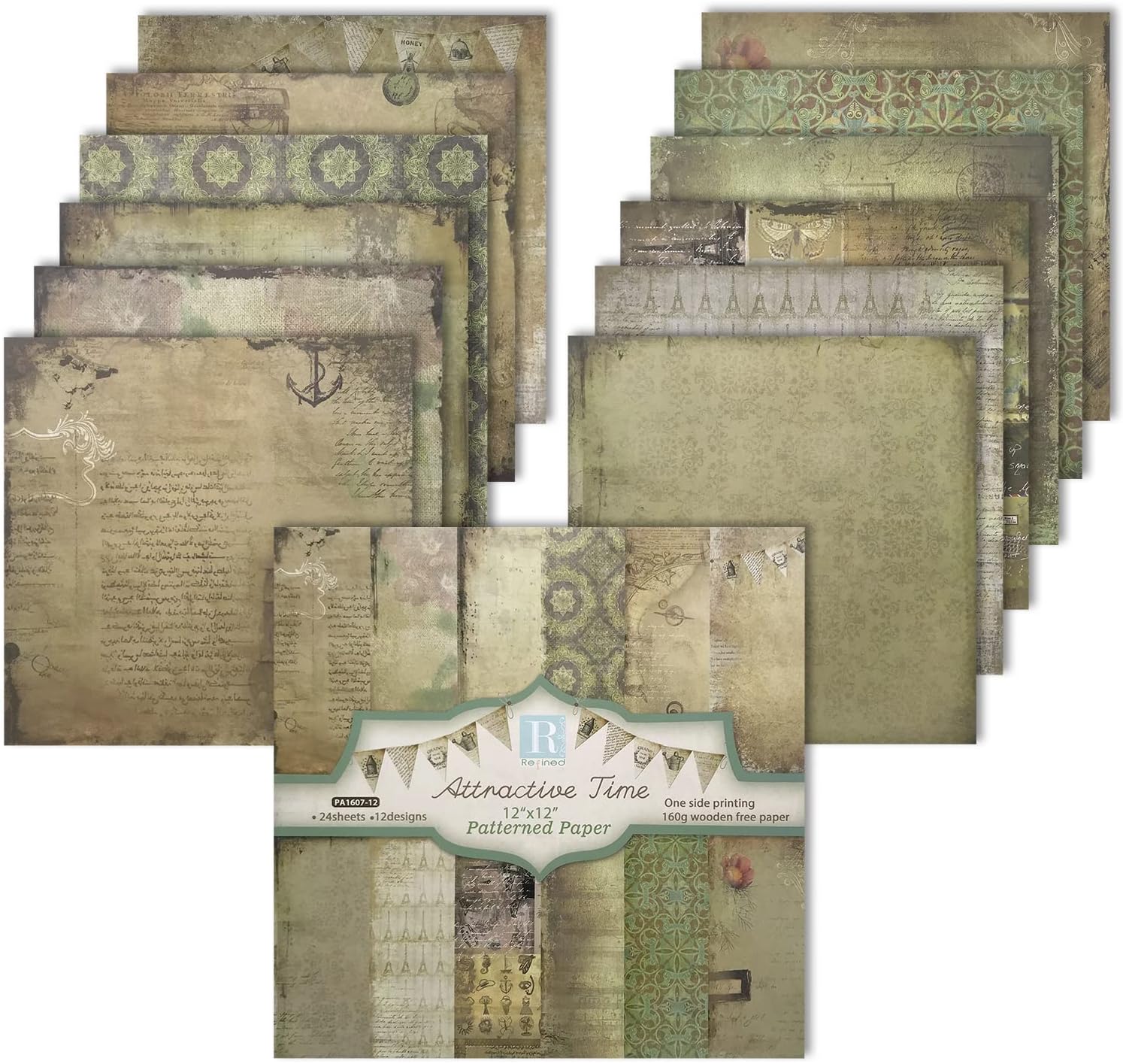 Amazon.com : levylisa Single-Sided Scrapbook Paper Pad 12 x 12, 24 ...