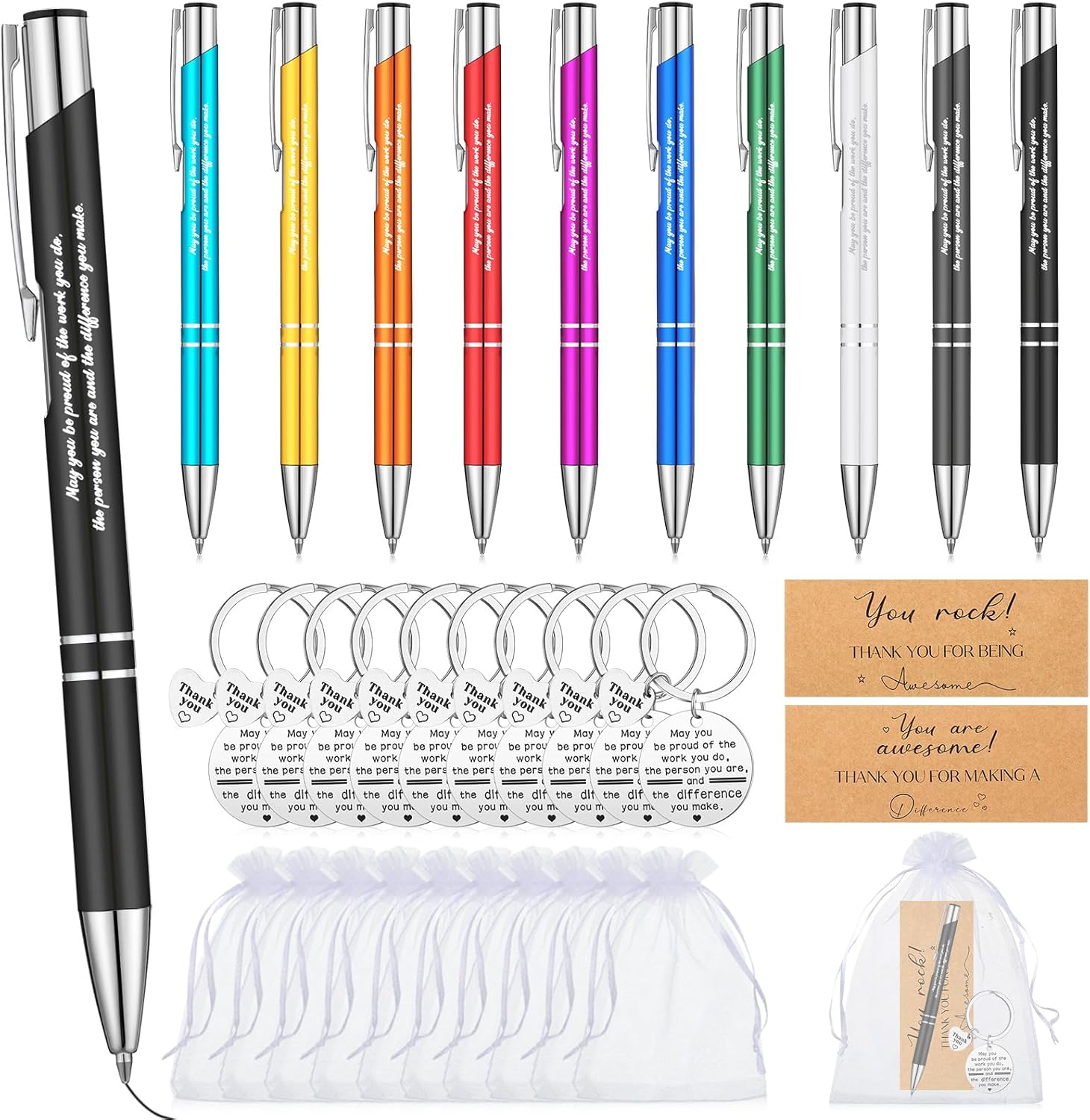 Amazon.com : Teling 10 Sets Employee Appreciation Gifts Bulk Keychains ...