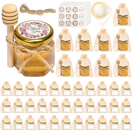 Amazon.com: XING-RUIYANG 30 PACK 1.5 oz Mini Glass Honey Jar, Small Hexagonal Honey Jars with ...