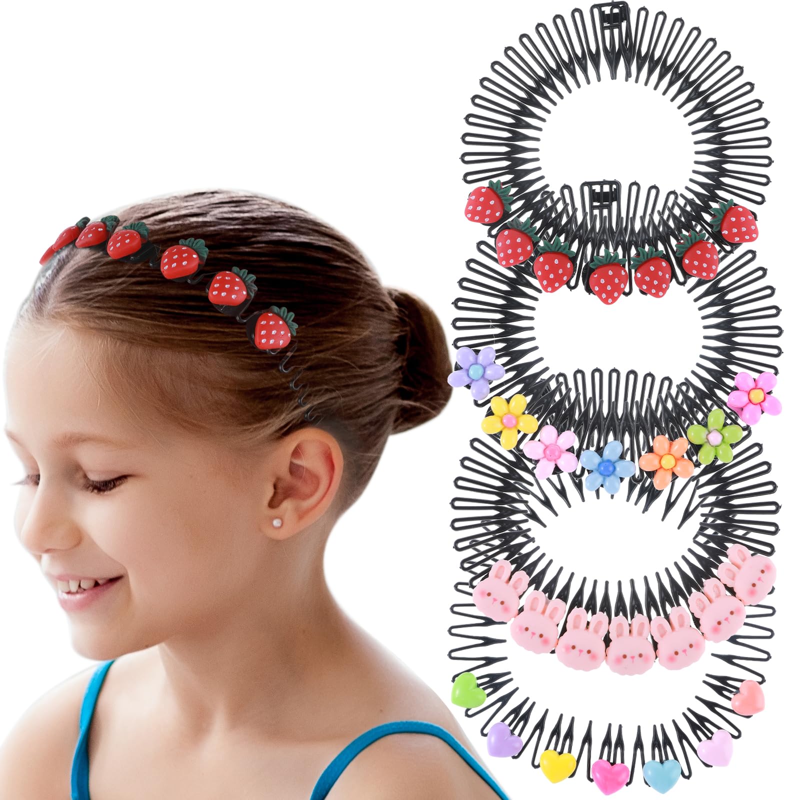 Amazon.com : Andibro 4pcs Cartoon Full Circular Stretch Comb Headbands ...