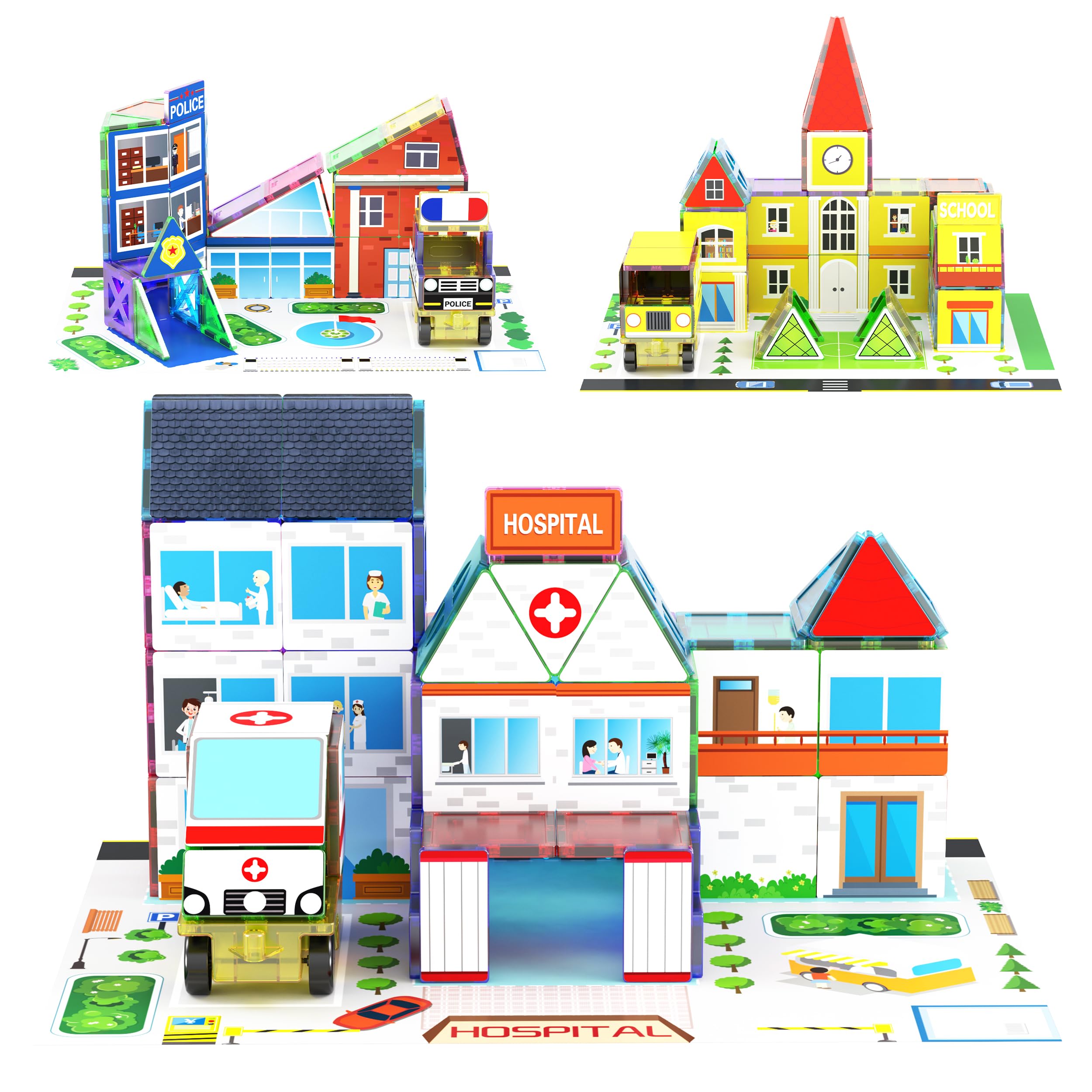 Snapklik.com : 3-in-1 Theme Set School Hospital Police Station Magnet ...