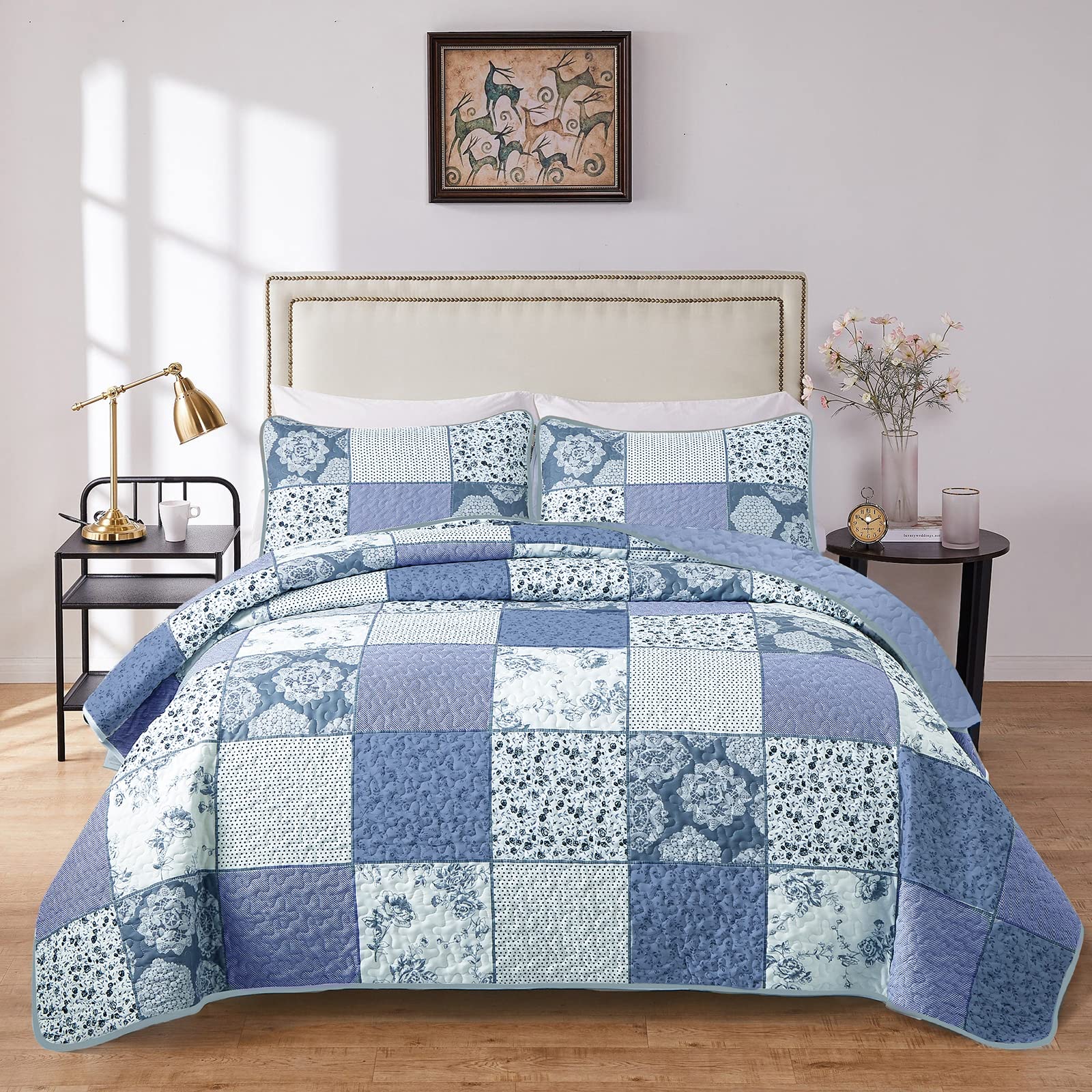 Blue Flowered Bedspreads