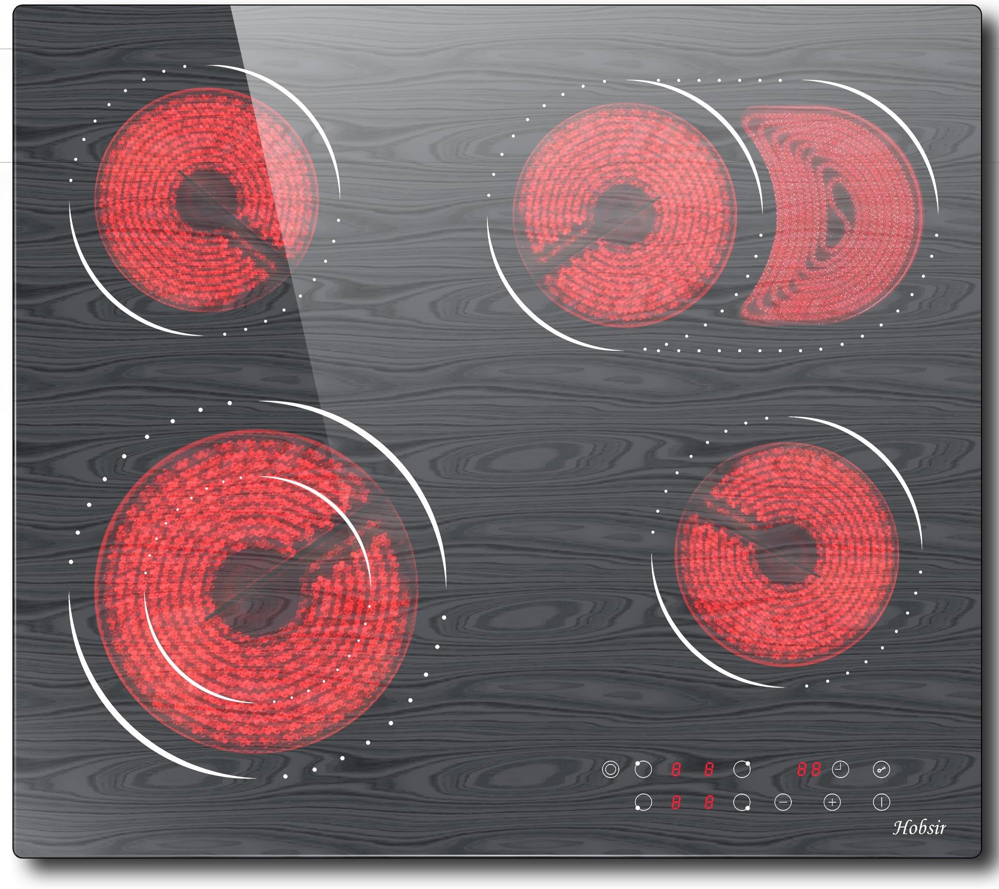 Ceramic Hob,Hobsir 4 Zone Built-in Electric Hob 60cm, Ceramic Cooktop ...