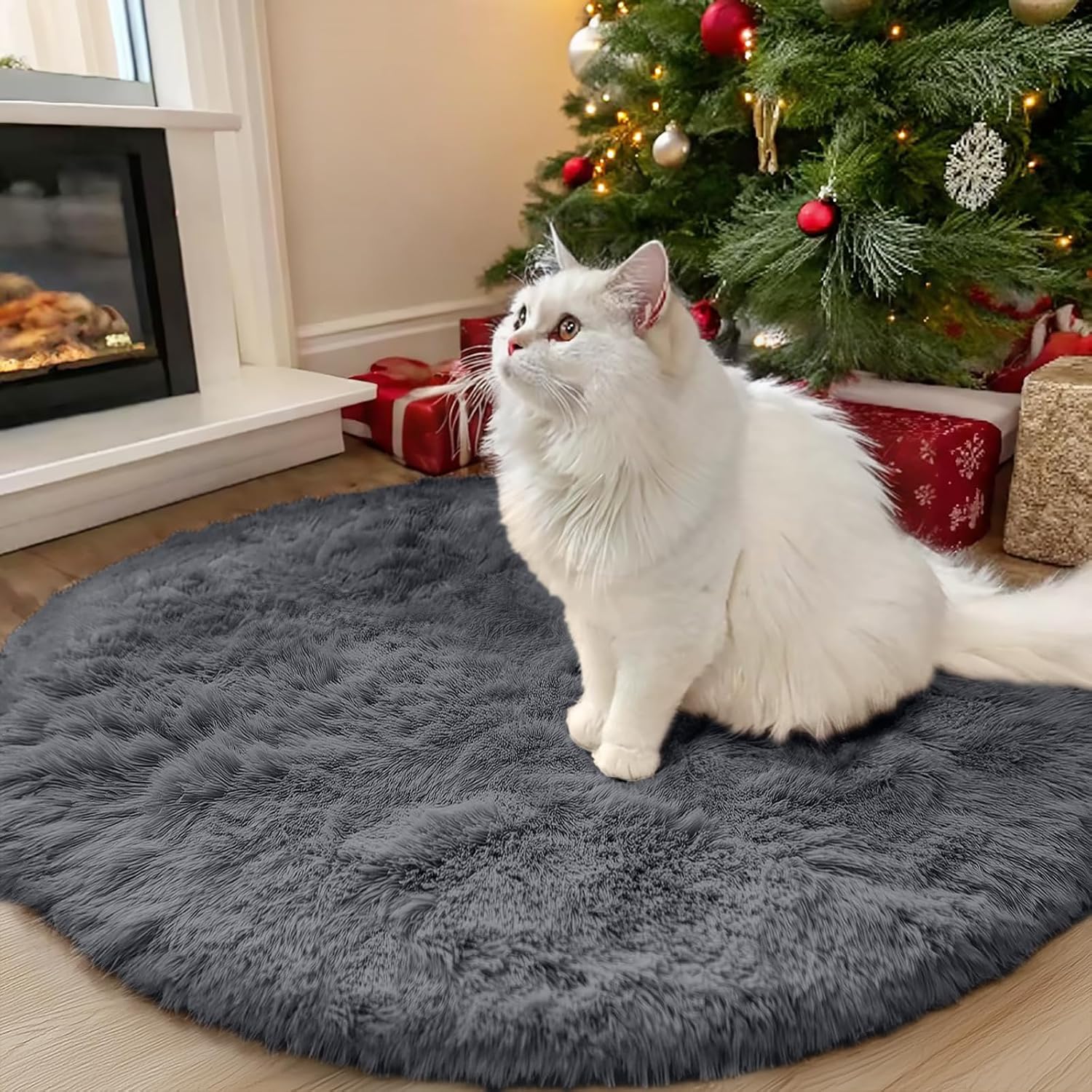 Amazon.com: OLANLY Grey Round Rugs for Bedroom - Machine Washable, 3 ft ...