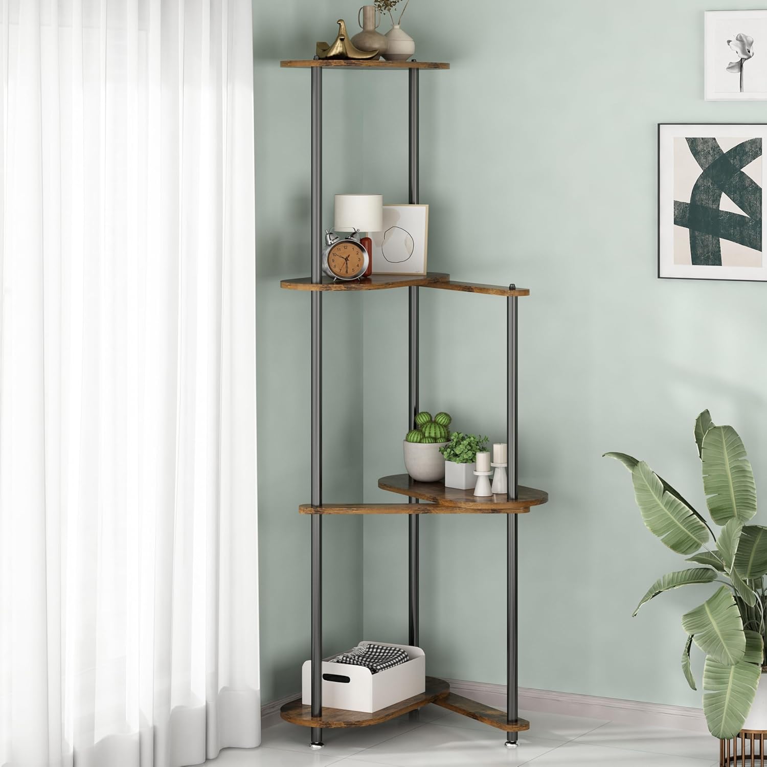 Amazon.com: GILLAS 4 Tier Corner Shelf Stand, Freestanding Corner Shelf ...