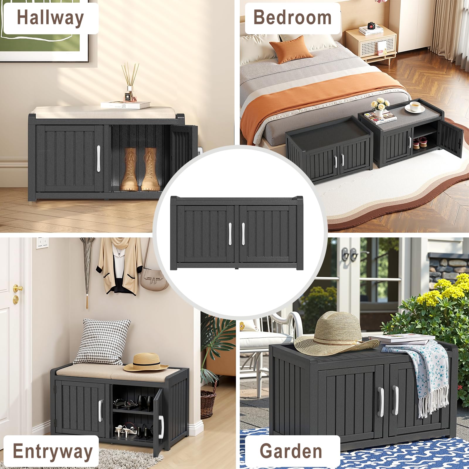 Closet Shoe Rack Bench Resin Entryway Bench With Shoe Storage ...