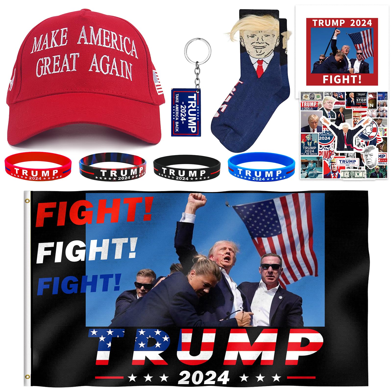 Amazon.com: DOSMINE Supporter Kit Trump 2024 Flag 3 * 5ft Trump ...