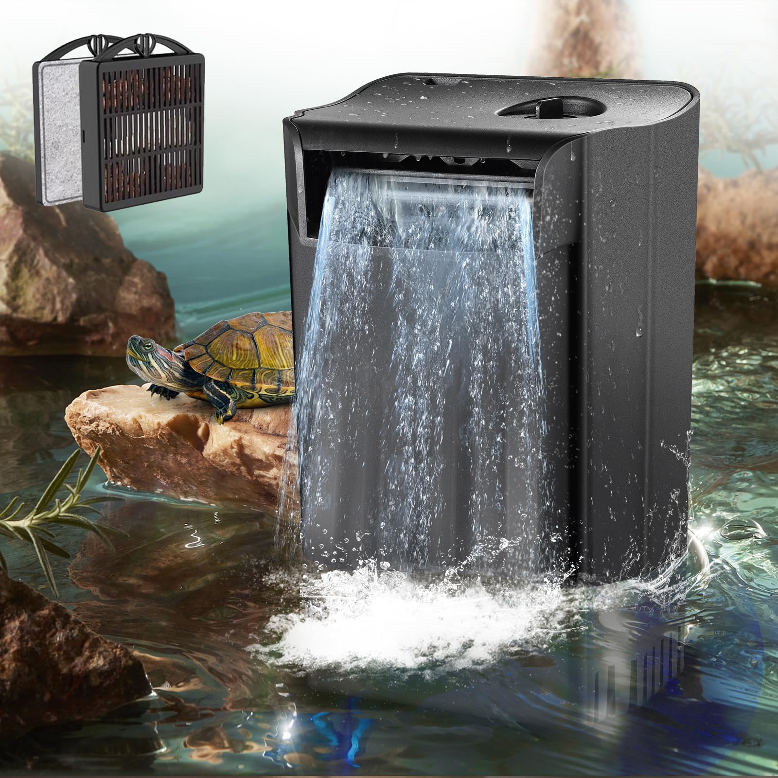 Amazon.com : PUEUTU Upgraded Turtle Tank Filter Adjustable Internal ...