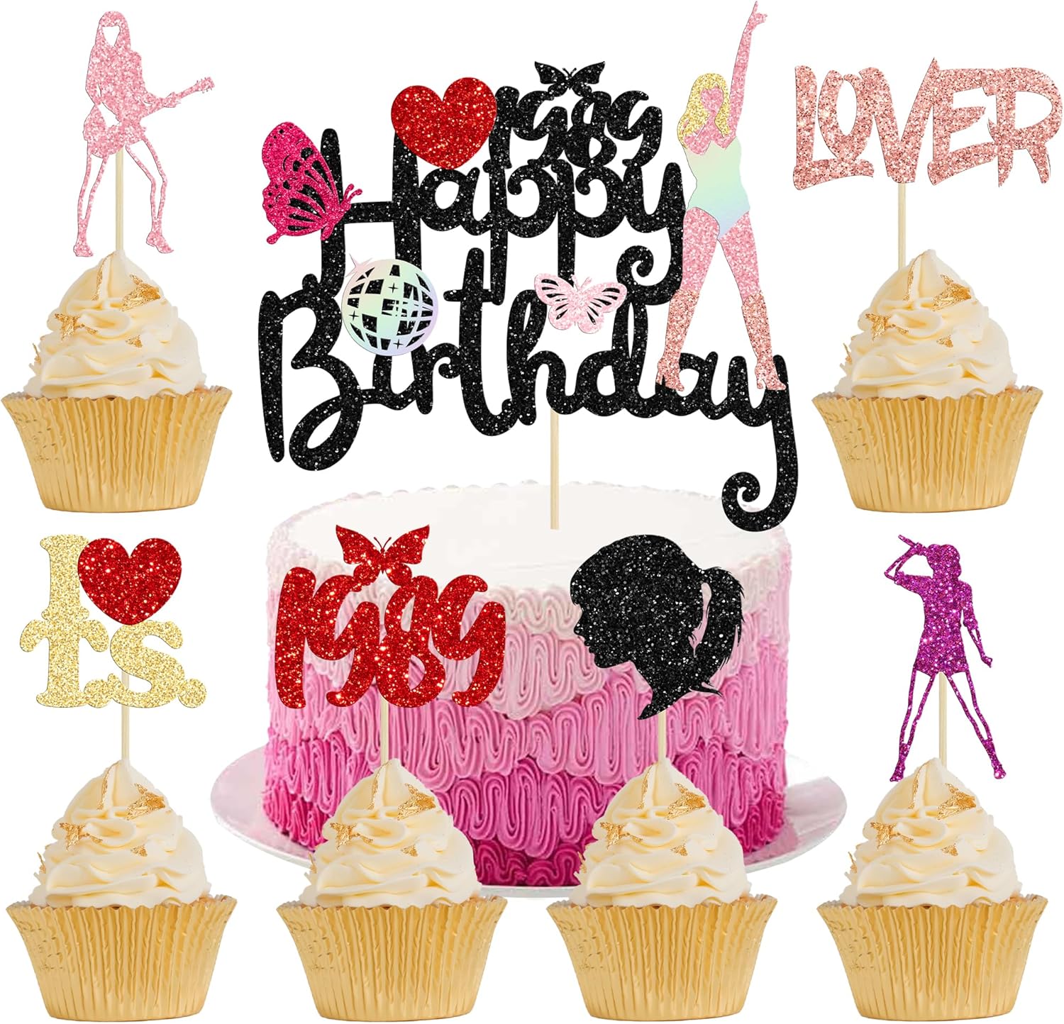Gyufise 25Pcs Music Singer Cupcake Toppers Glitter Singer Happy ...