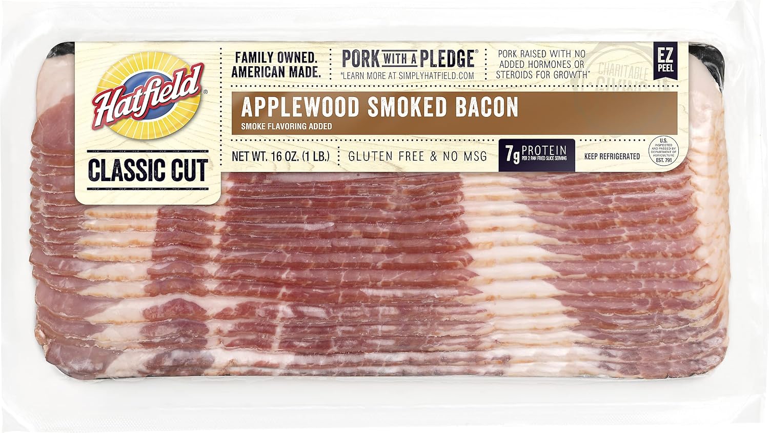 Amazon.com: Hatfield, Bacon Applewood, 16 Ounce : Grocery & Gourmet Food