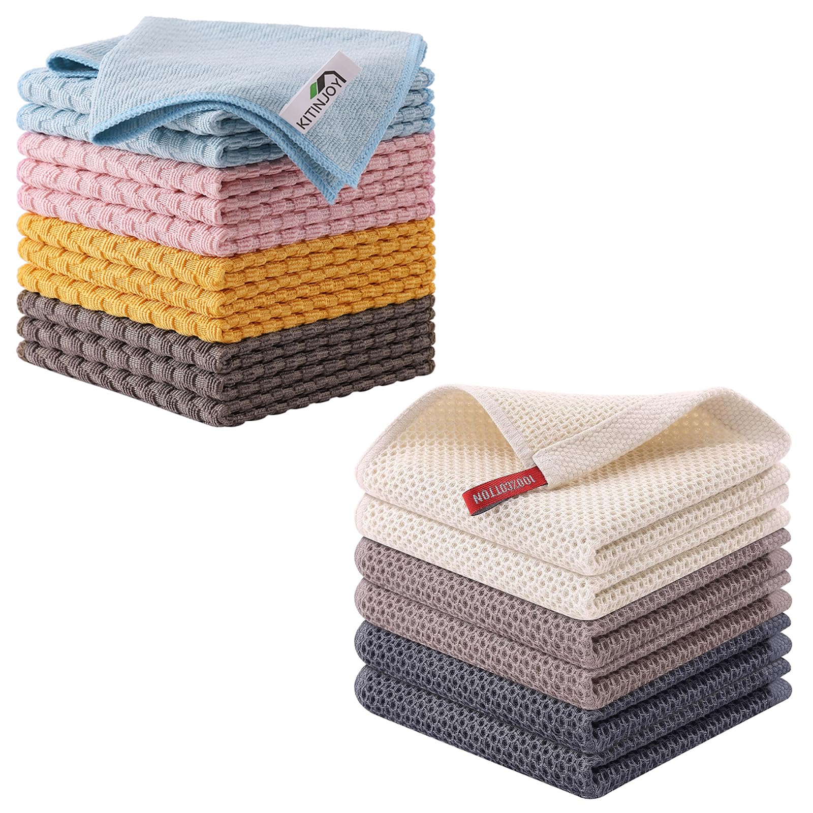 Amazon.com: Kitinjoy 100% Cotton Kitchen Dish Cloths (6 Pack,12 X 12 ...