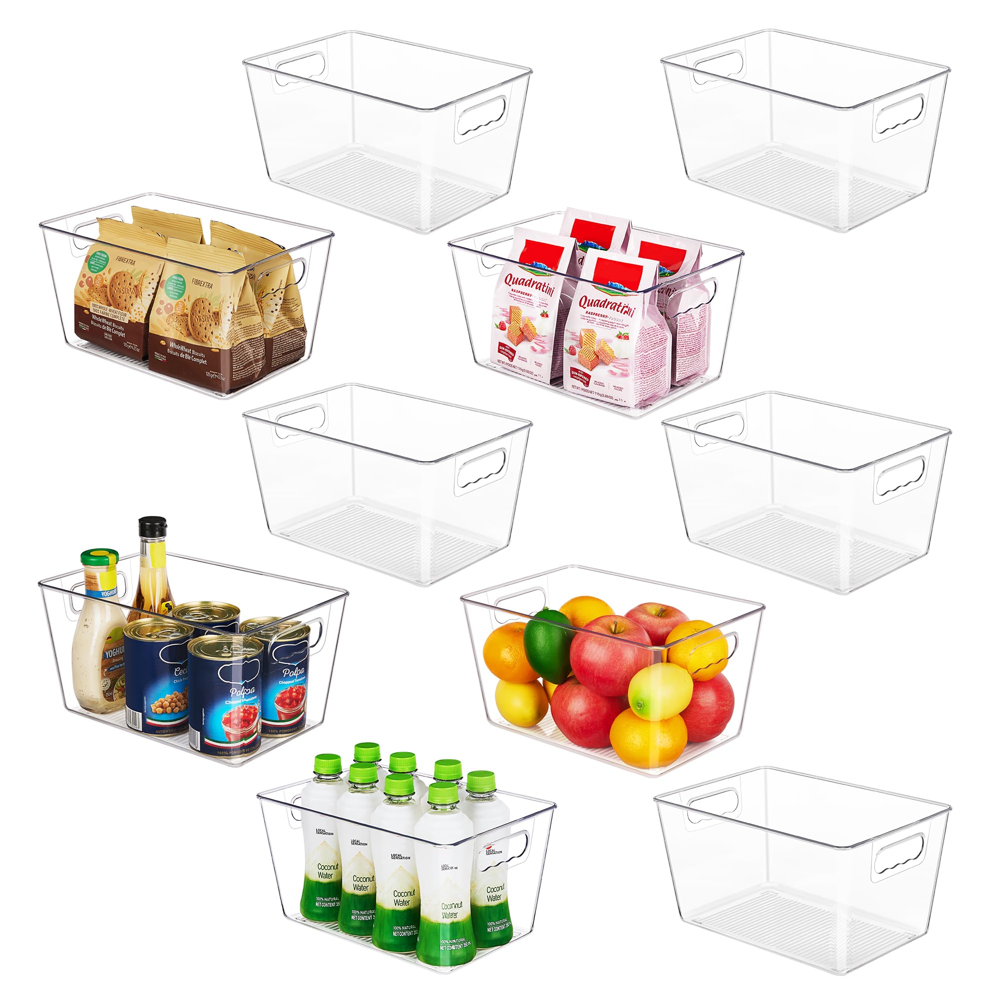 Amazon.com: YIHONG Clear Plastic Storage Bins, 10 Pack Pantry Organizer ...