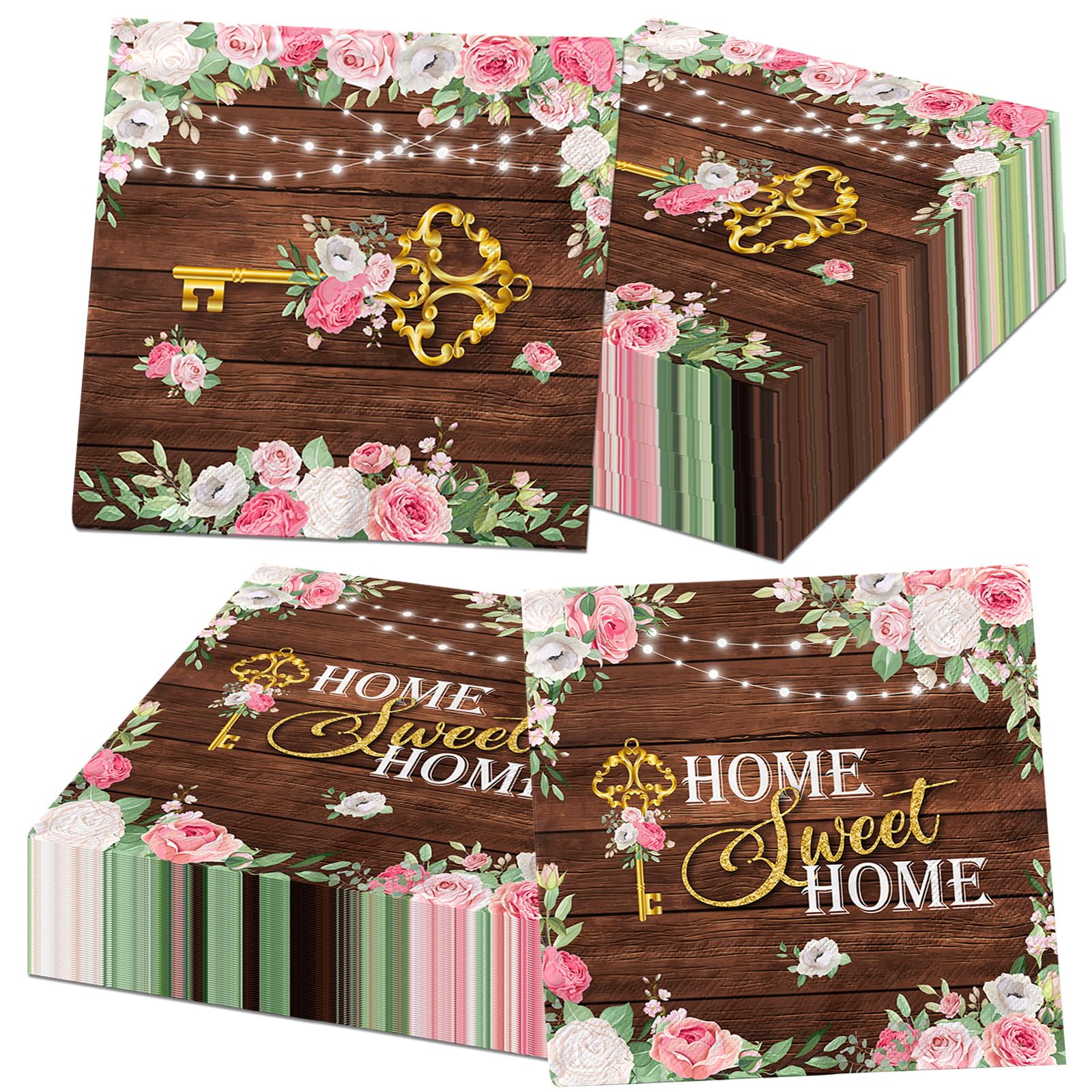 Amazon.com: Housewarming Decorations 40pcs Home Sweet Home Napkins Rustic Floral Napkin Wooden ...
