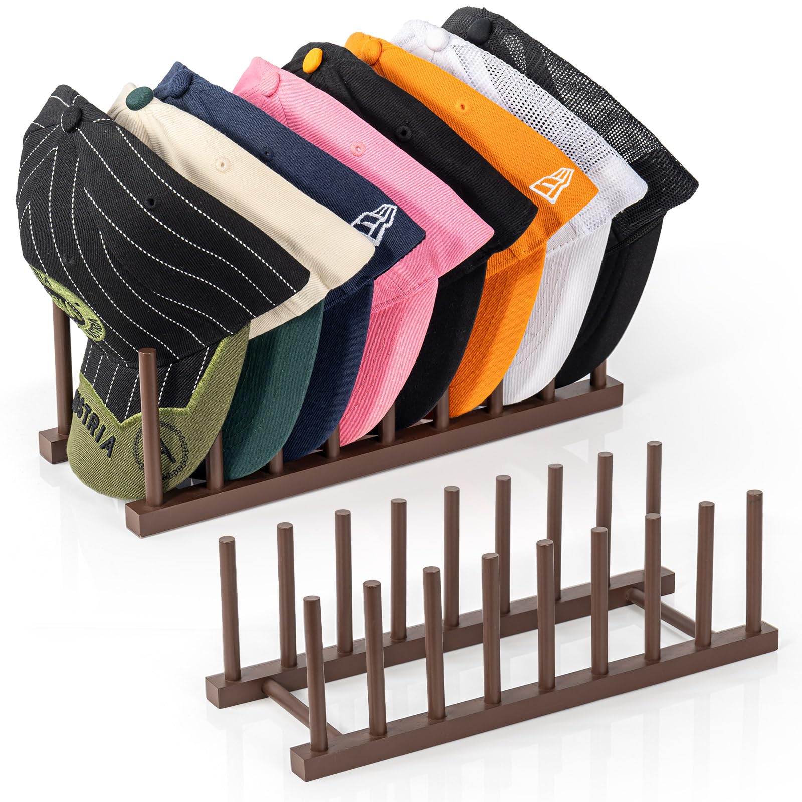 Amazon.com: HAYVAN Bamboo Hat Organizer for Baseball Caps 2 Packs, Free ...