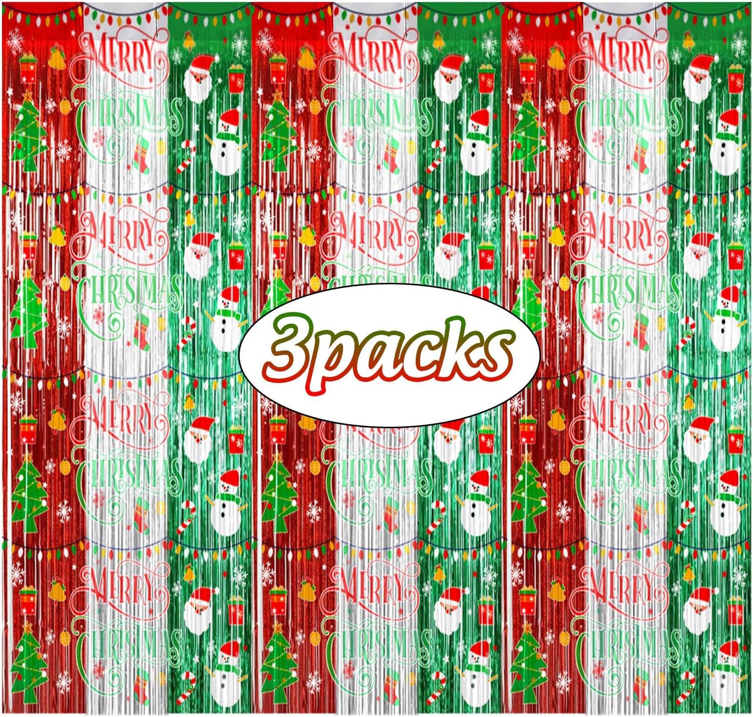 Amazon.com : Konsait 4 Pack Foil Fringe Curtains Christmas Photo ...