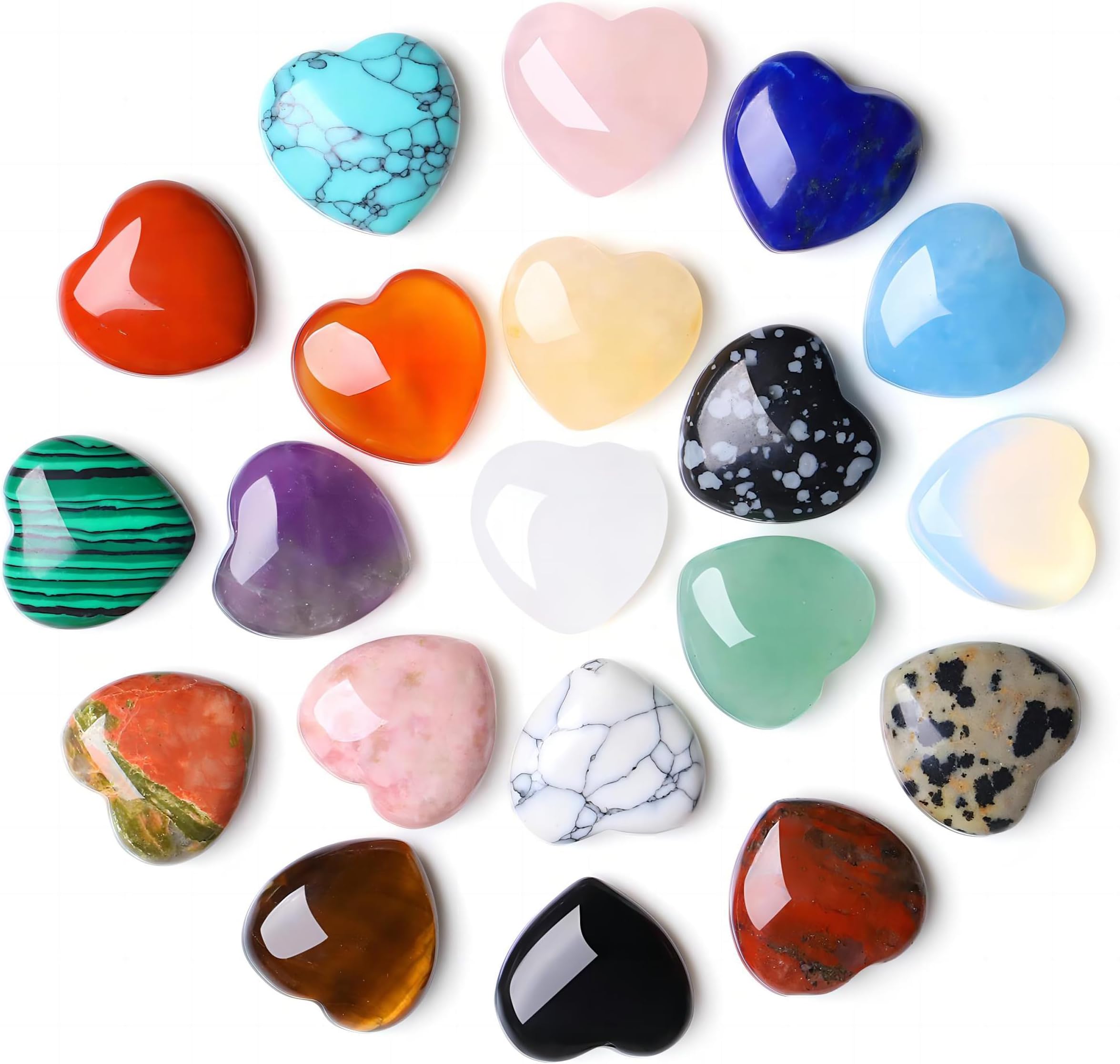 Amazon.com: 12 PCS Natural Heart Crystals Shaped Healing Stones Crystal ...