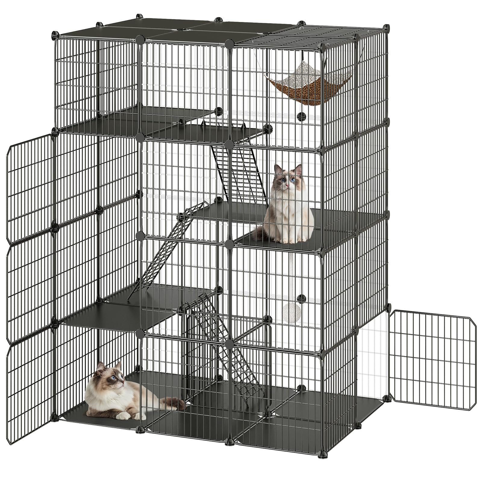 Large Cat Cage, 4-Tier Indoor Cat Enclosures, DIY Cat Playpen ...