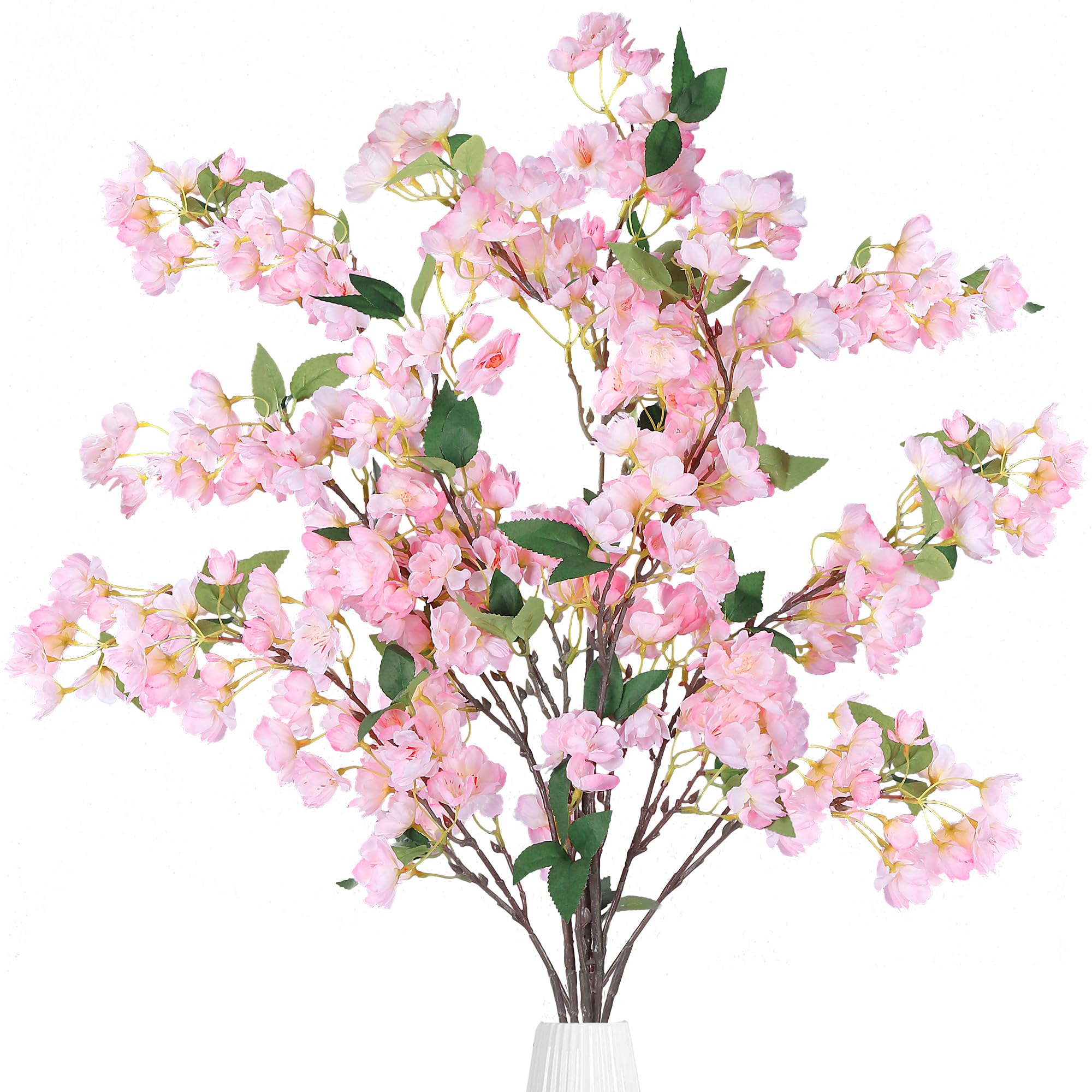 Amazon.com: Sggvecsy Artificial Cherry Blossom Flowers 3 Pcs Faux ...