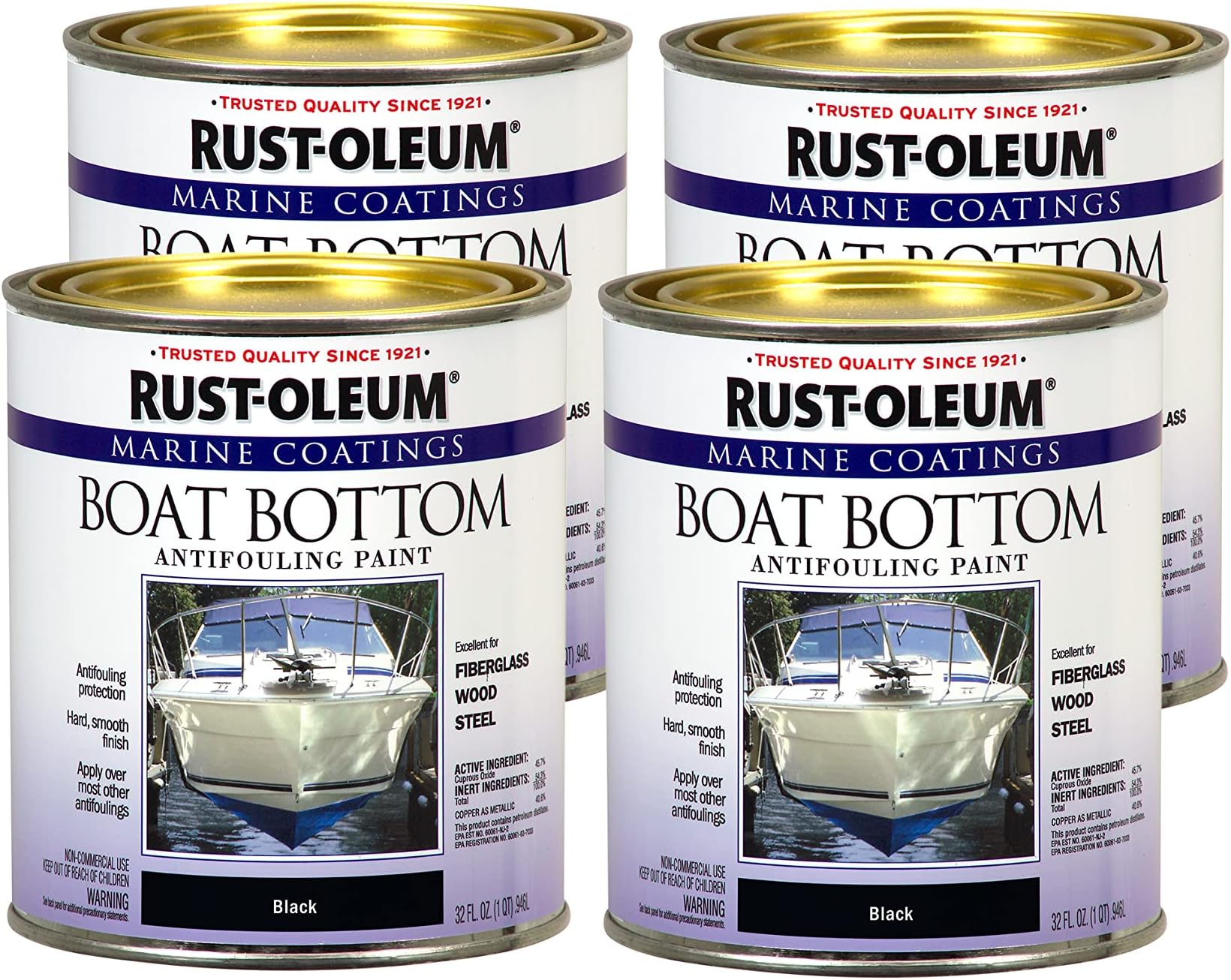 Amazon.com: Rust-Oleum 207012-4PK Marine Boat Bottom Antifouling Paint ...