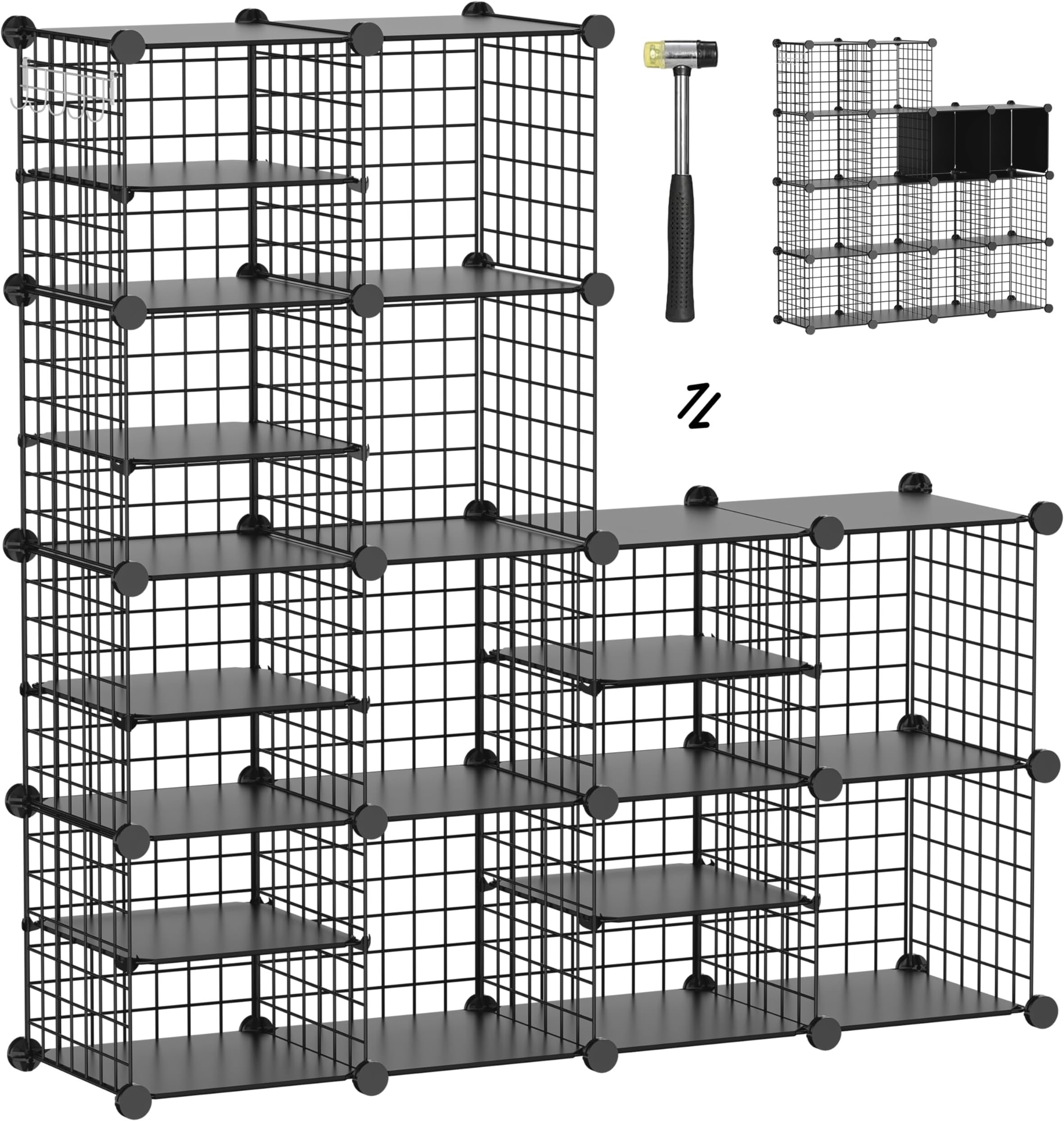Amazon.com: KOUSI 14"x14" Wire Cube Storage, Metal Grid Organizer, 25 ...