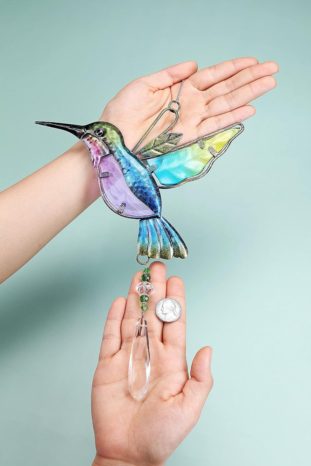 JSDDE Crystal Rainbow Suncatcher Glass Colourful Hummingbird Pendant ...