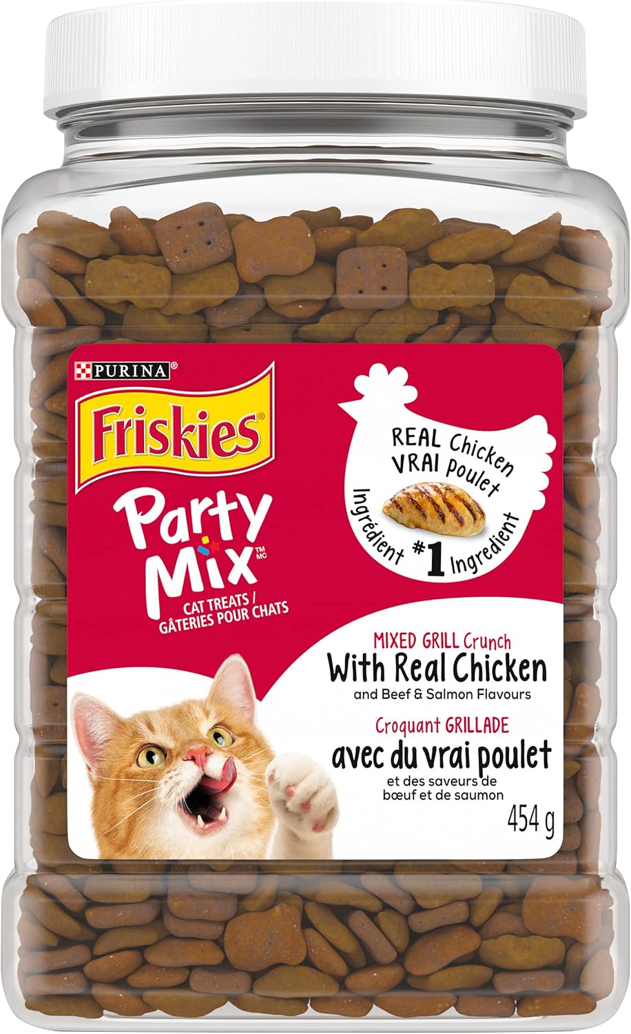Friskies Party Mix Cat Treats, Mixed Grill Crunch 454g Canister ...