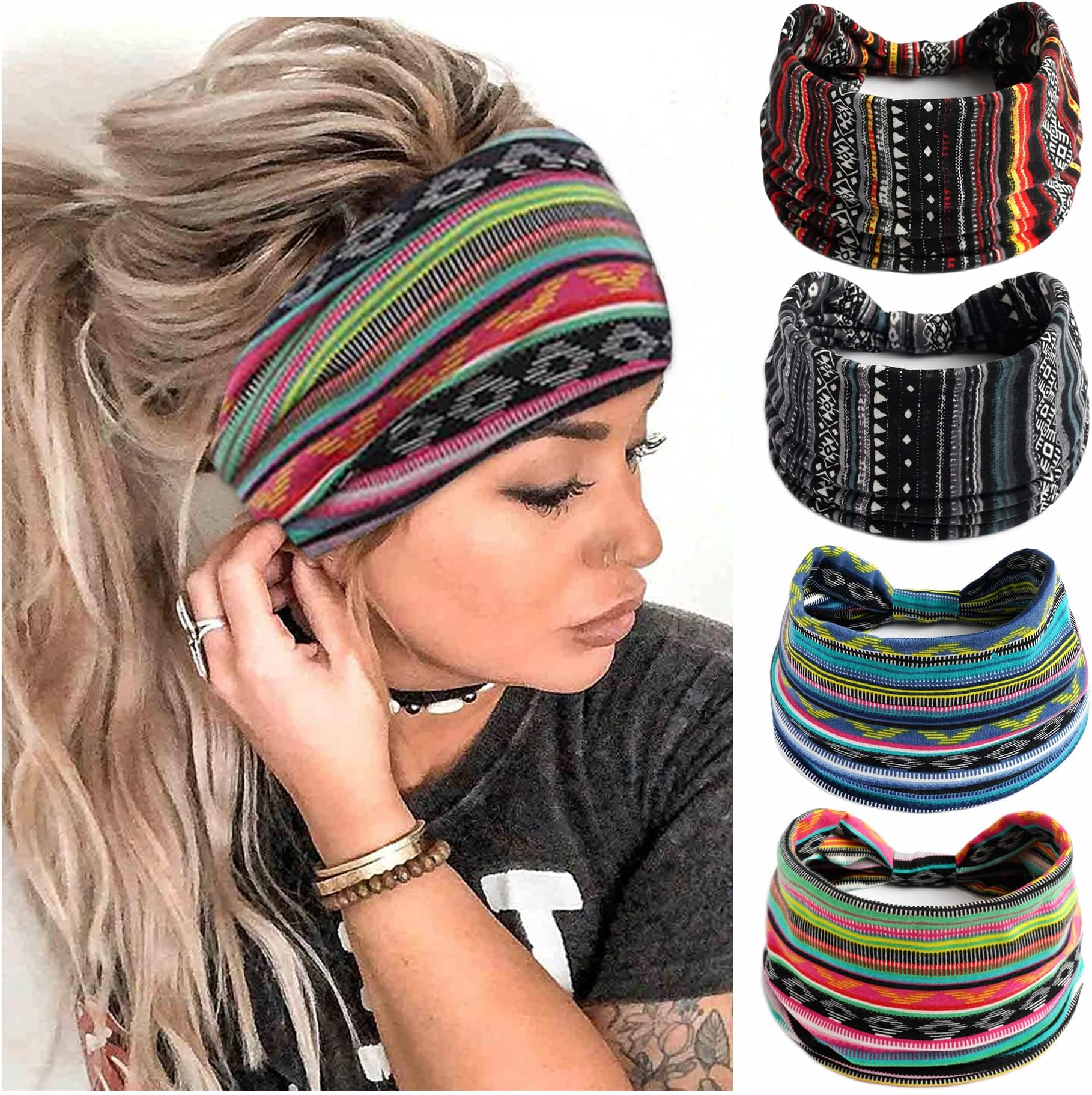Amazon.com : HAIMEIKANG Hippie Hair Bandanas Headbands for Women Boho ...