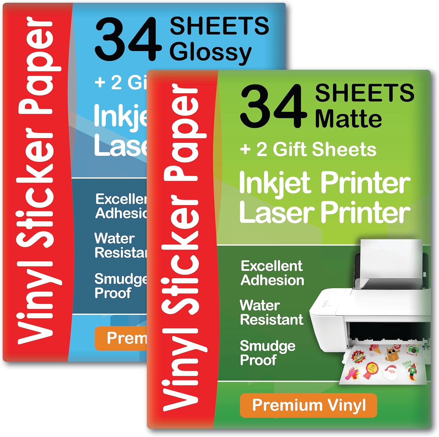 Amazon.com : Premium Printable Vinyl Sticker Paper Matte for Inkjet ...