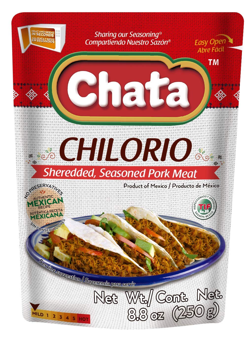 Amazon.com : Chilorio Chata Pouch Shredded Seasoned Pork Meat 8.8 ...