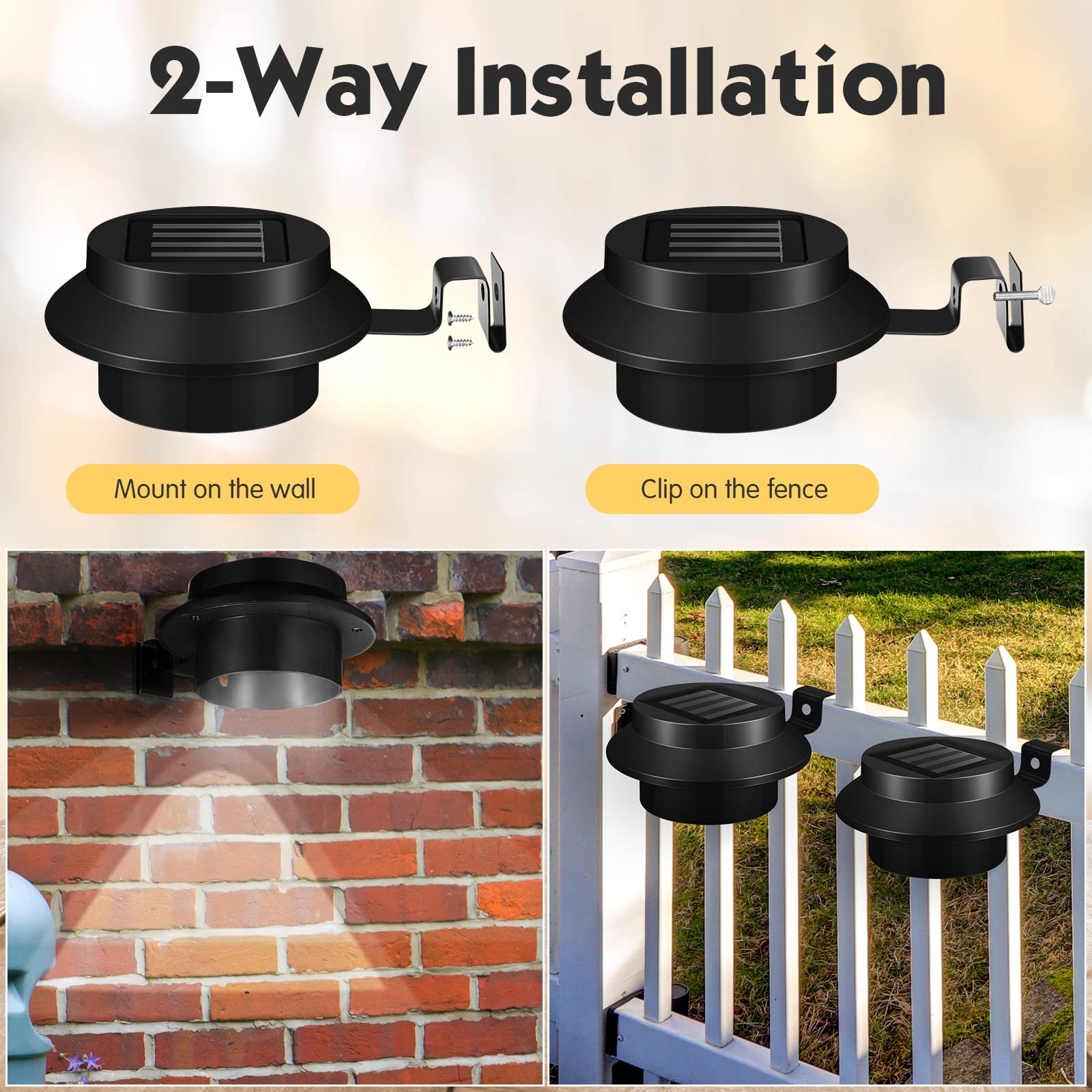 16 Pcs Solar Powered LED Gutter Lights 3 LED Deck Gutter Solar Lights ...