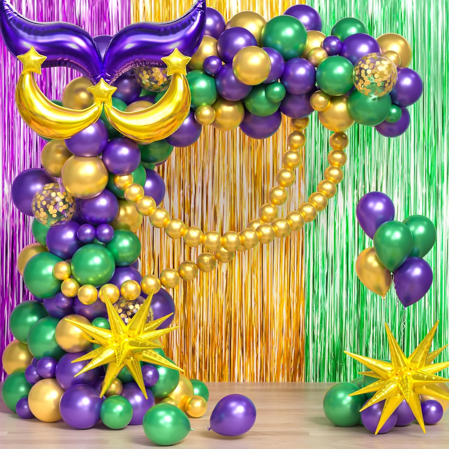 Amazon.com: KELENO 135 Mardi Gras Decorations Birthday Party Supplies ...