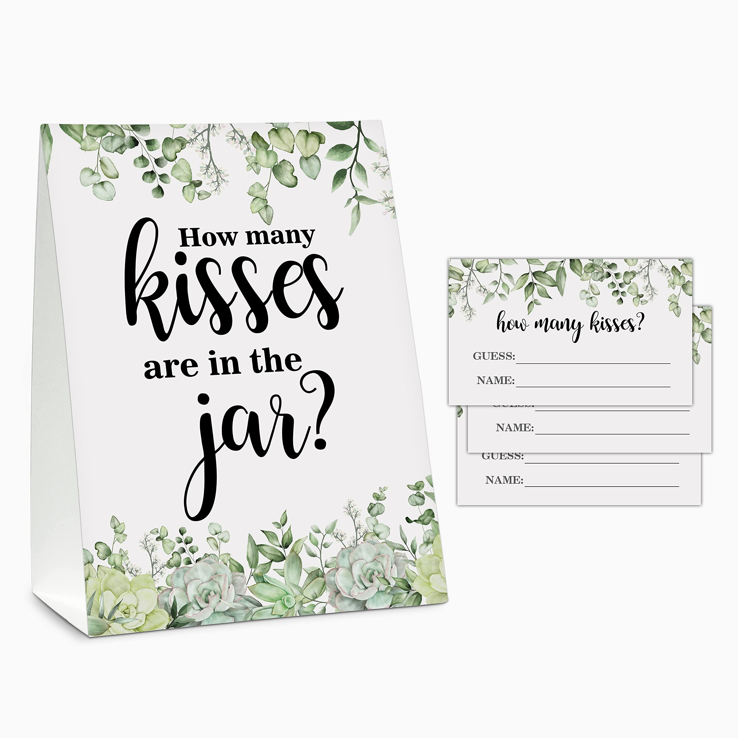 Buy Guess How Many Kisses Are in the Jar Game - Watercolor Greenery ...