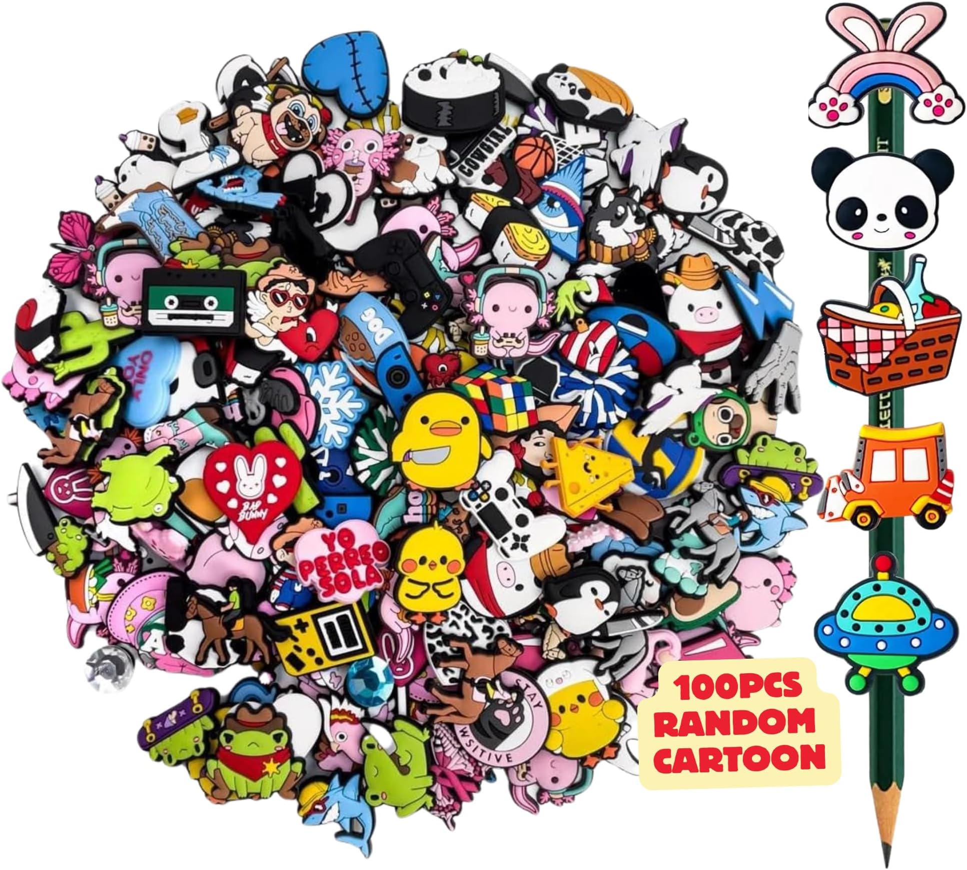 Amazon.com: 100PCS Mixed Anime Cartoon Pencil Toppers - Kawaii Pen ...