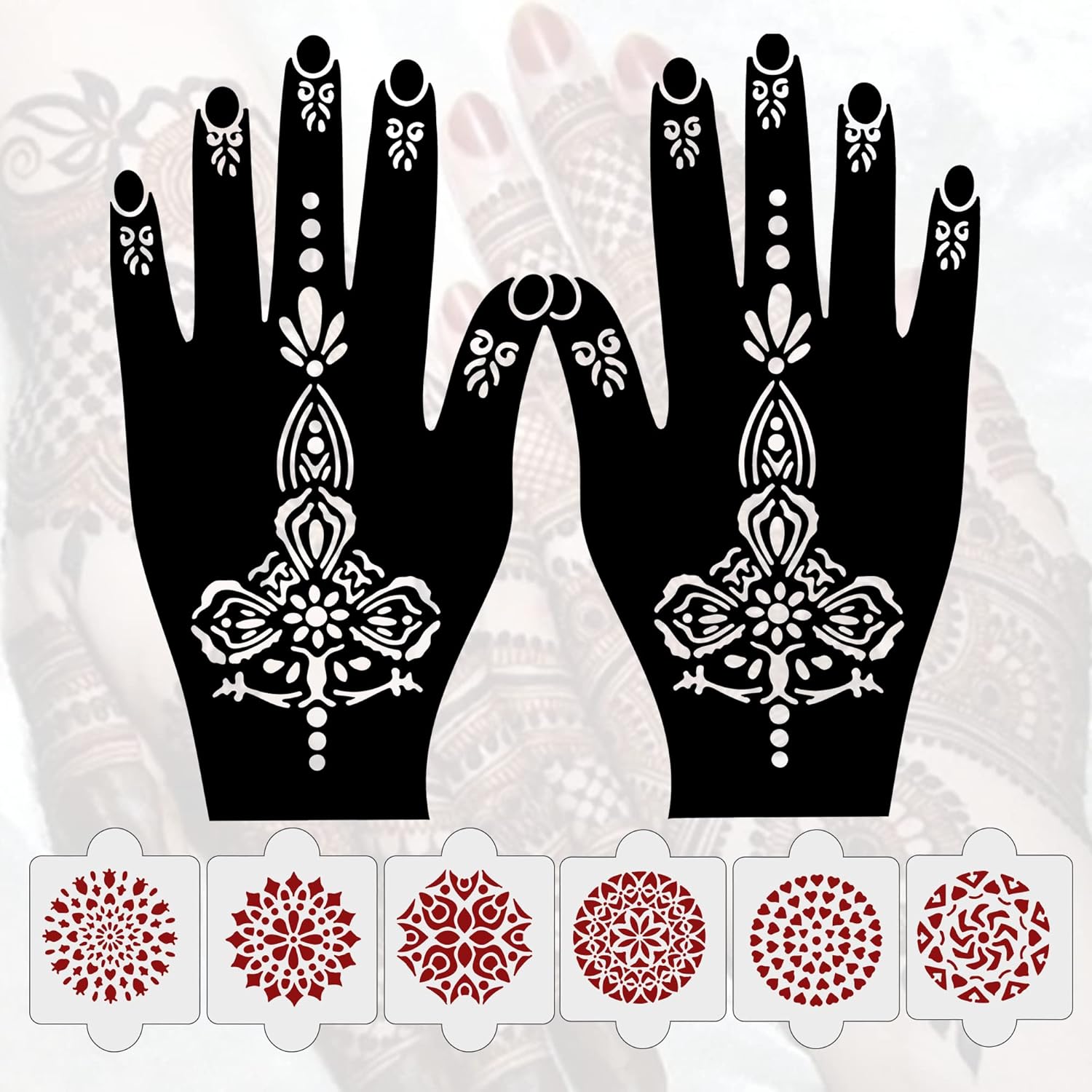 Buy Ivana's Pack of 8 Pcs (2 Pcs Heena Stencil Tatto + 6 Pcs Laser Cut ...