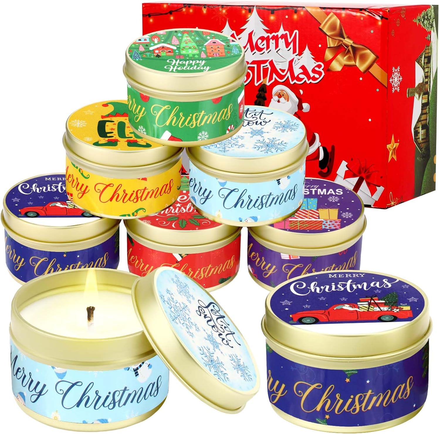 Amazon.com: MTLEE Christmas Scented Candle Gift Set 24 Pcs Mini Soy Wax ...