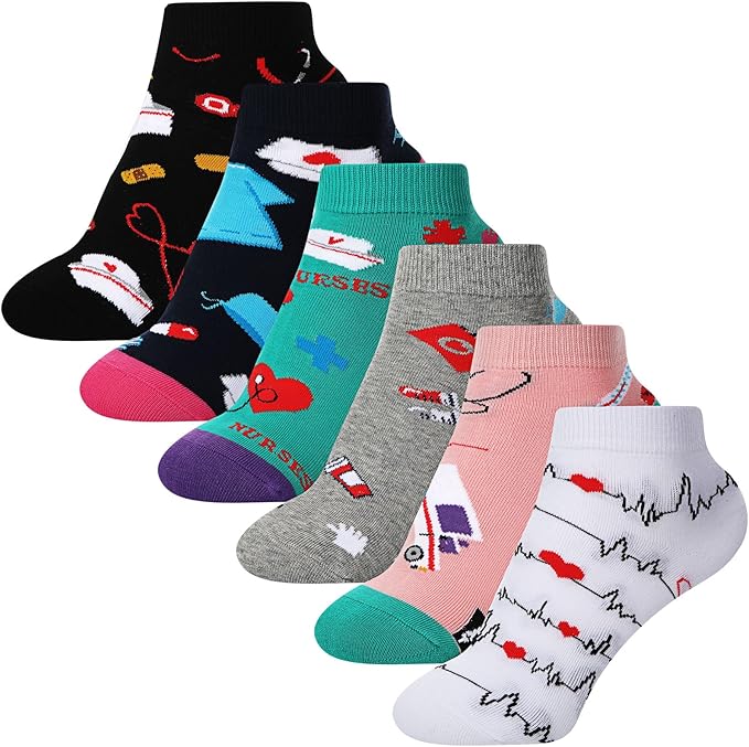 Amazon.com: Vicenpal 6 Pairs Nurse Socks Nurse Week Appreciation Gifts ...