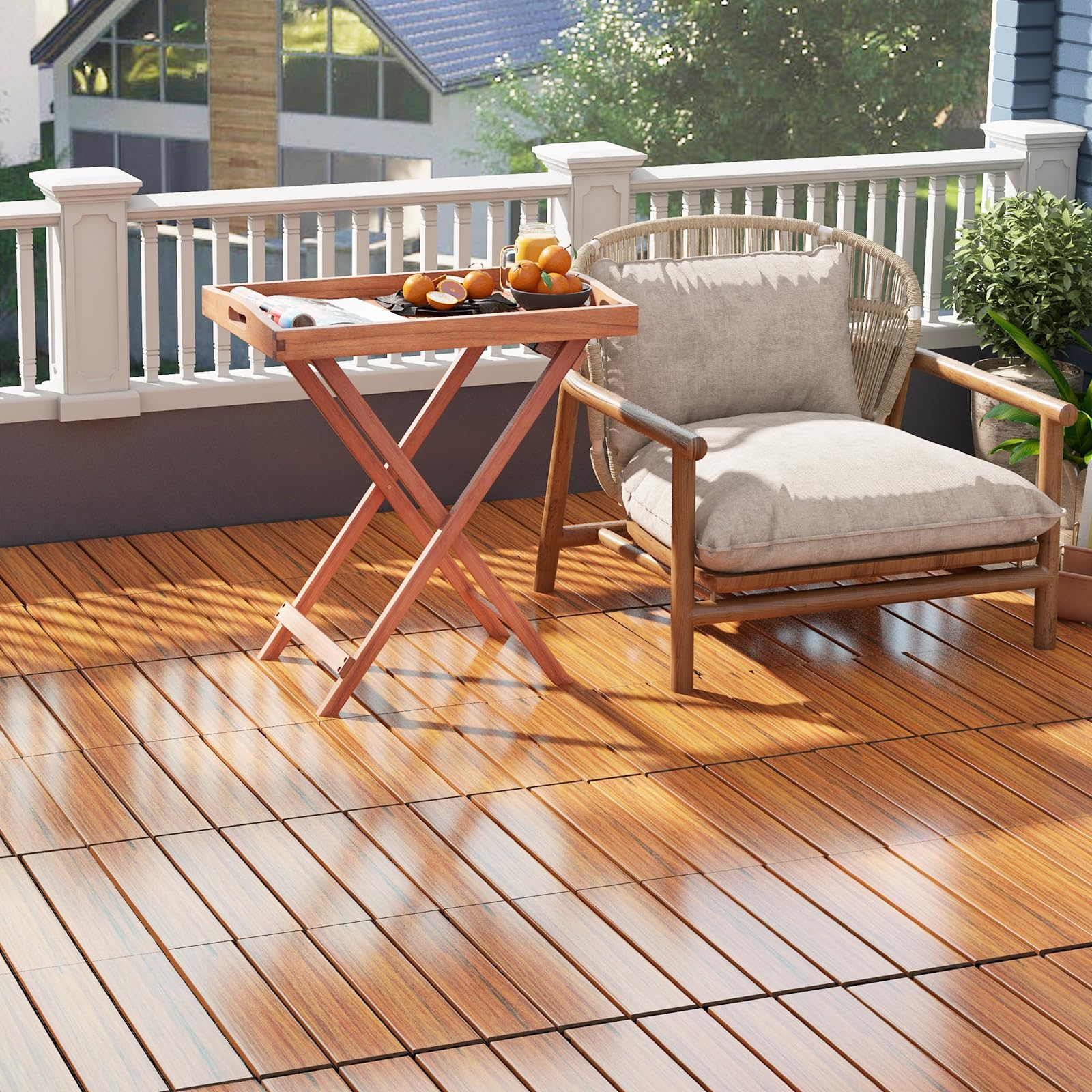 Outdoor Wood Interlocking Deck Tiles