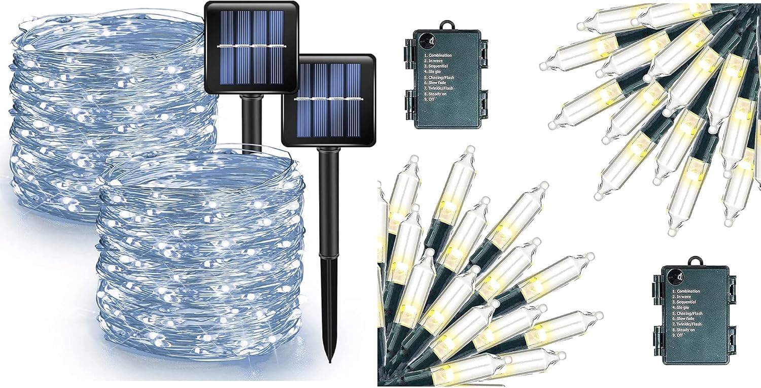 Dazzle Bright 2 Pack 50 LED 16FT Battery Operated Mini String Lights ...